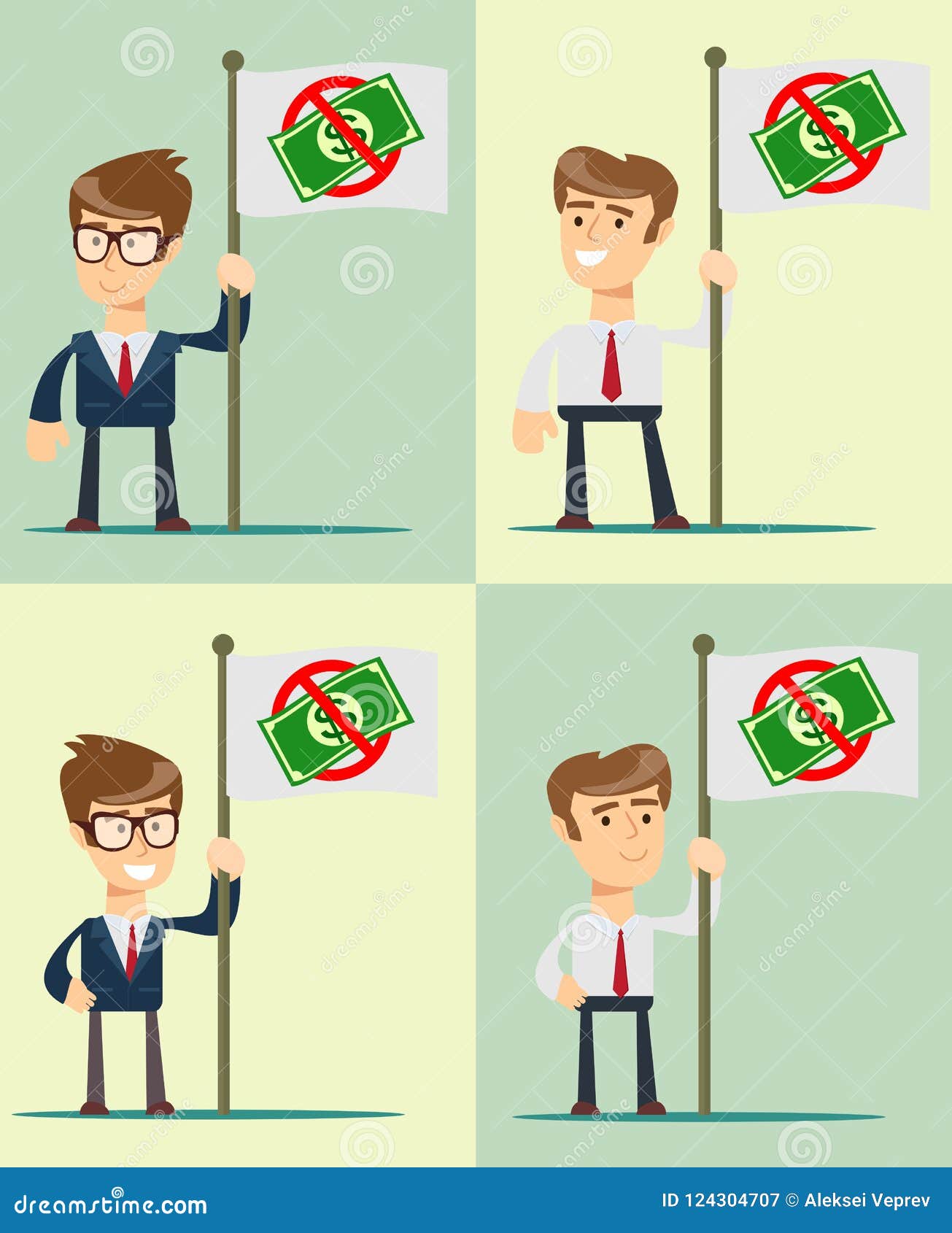 Verbot Des Geldes Set Vektor, Illustration, Flach Vektor Abbildung ...