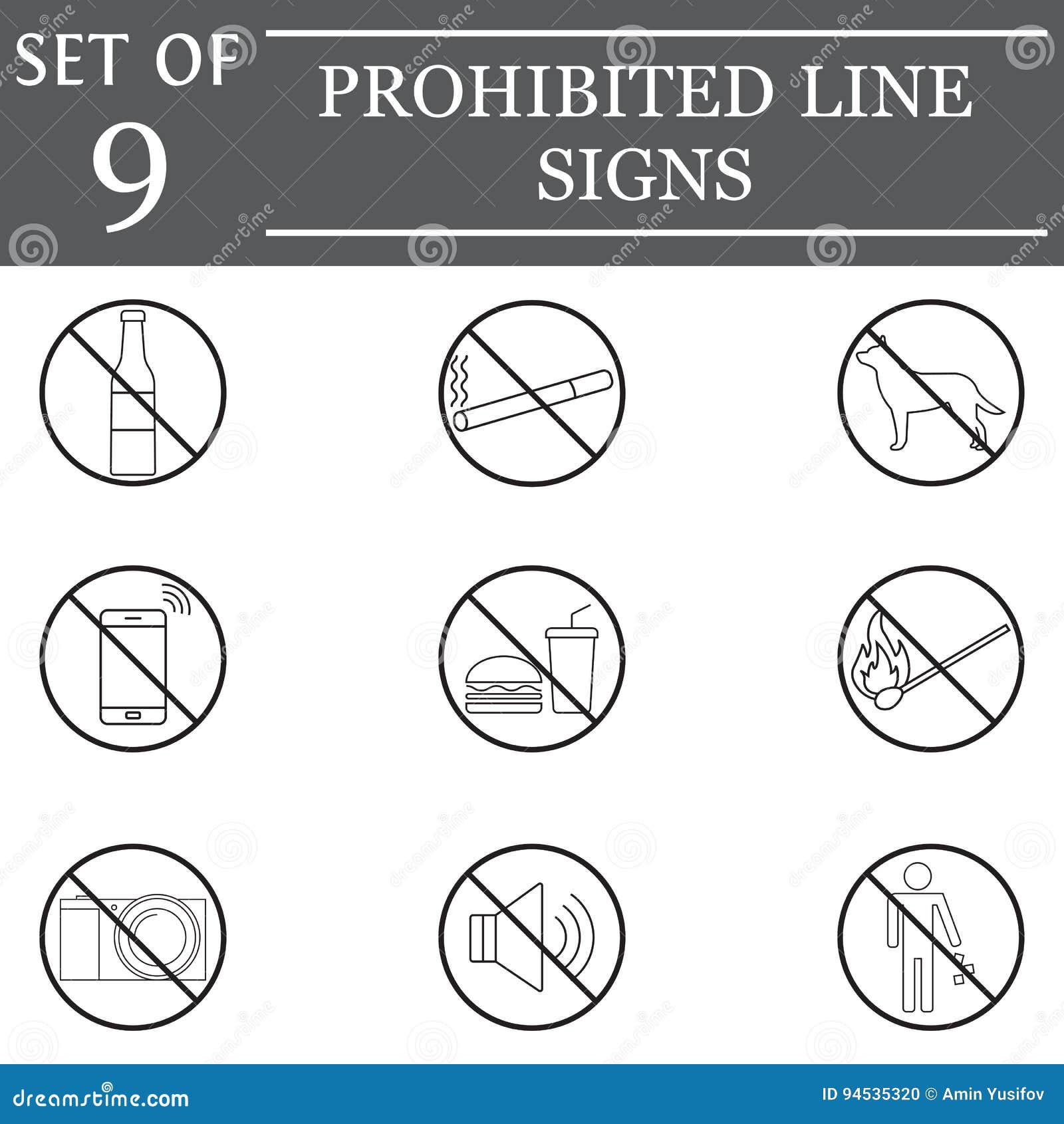 Verbotene Linie Ikonensatz, Verbotene Symbole Vektor Abbildung ...