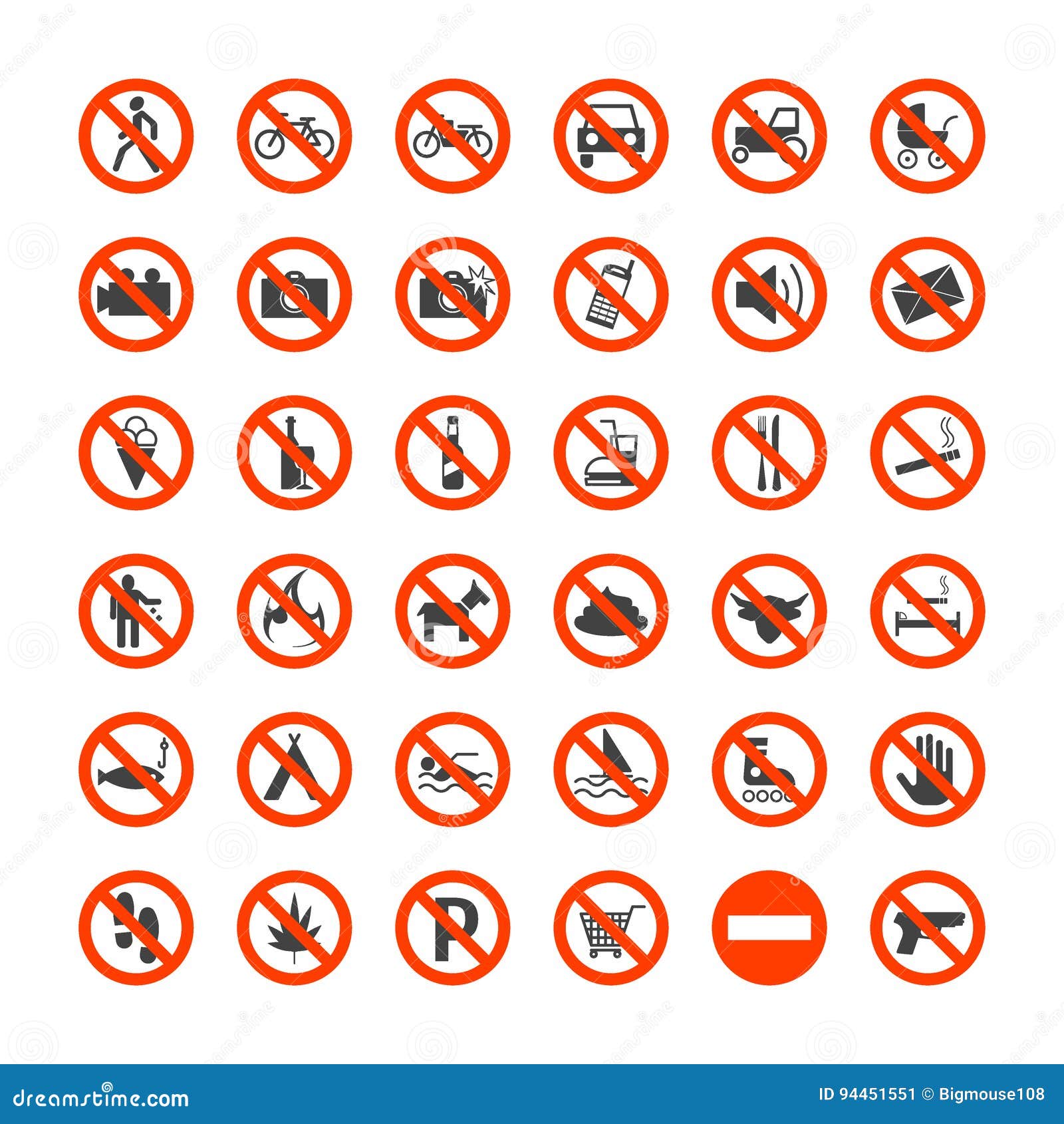 Verbotszeichen-Ikonen Eingestellt Vektor Vektor Abbildung ...