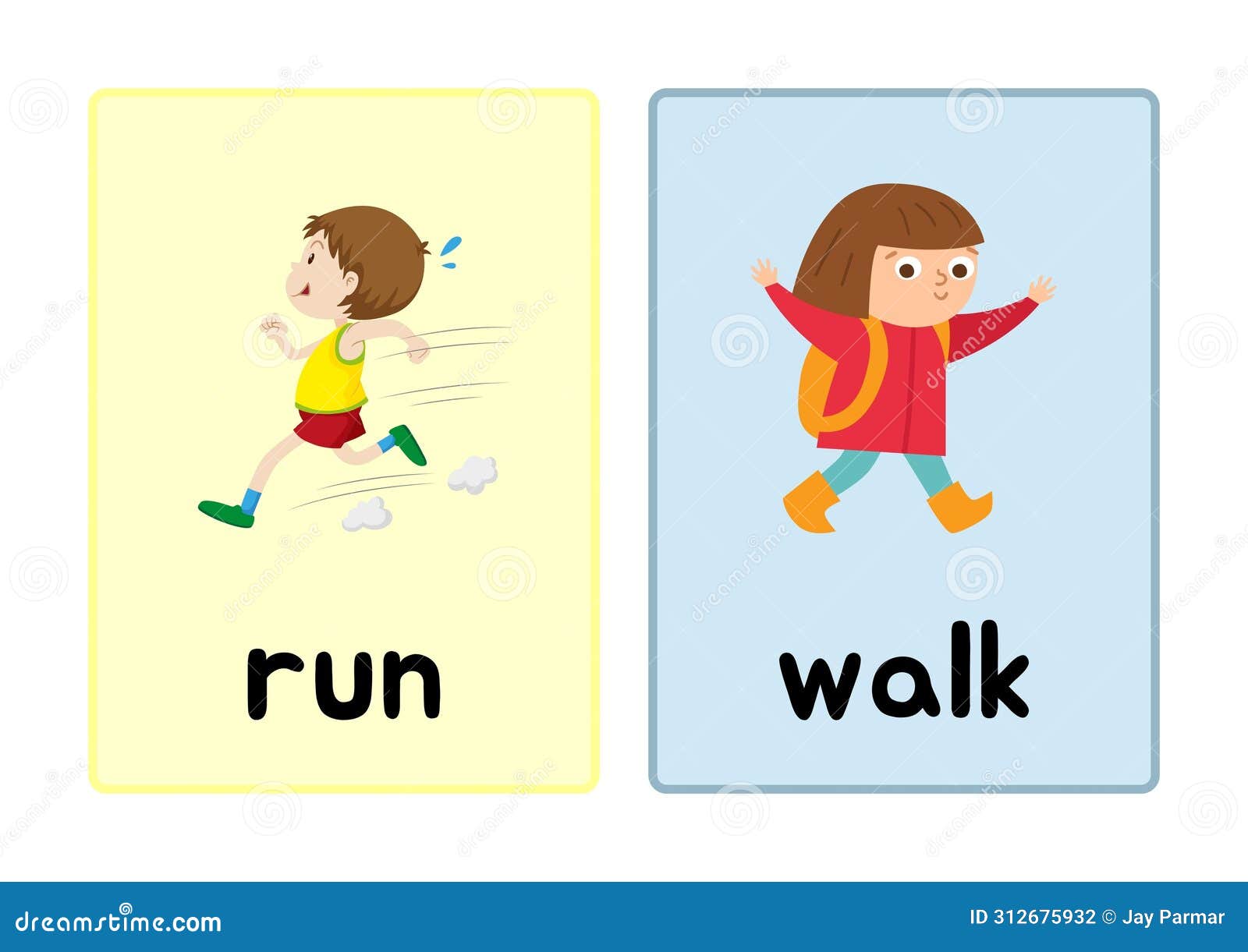 Verbs Flashcard - 2 stock illustration. Illustration of person - 312675932