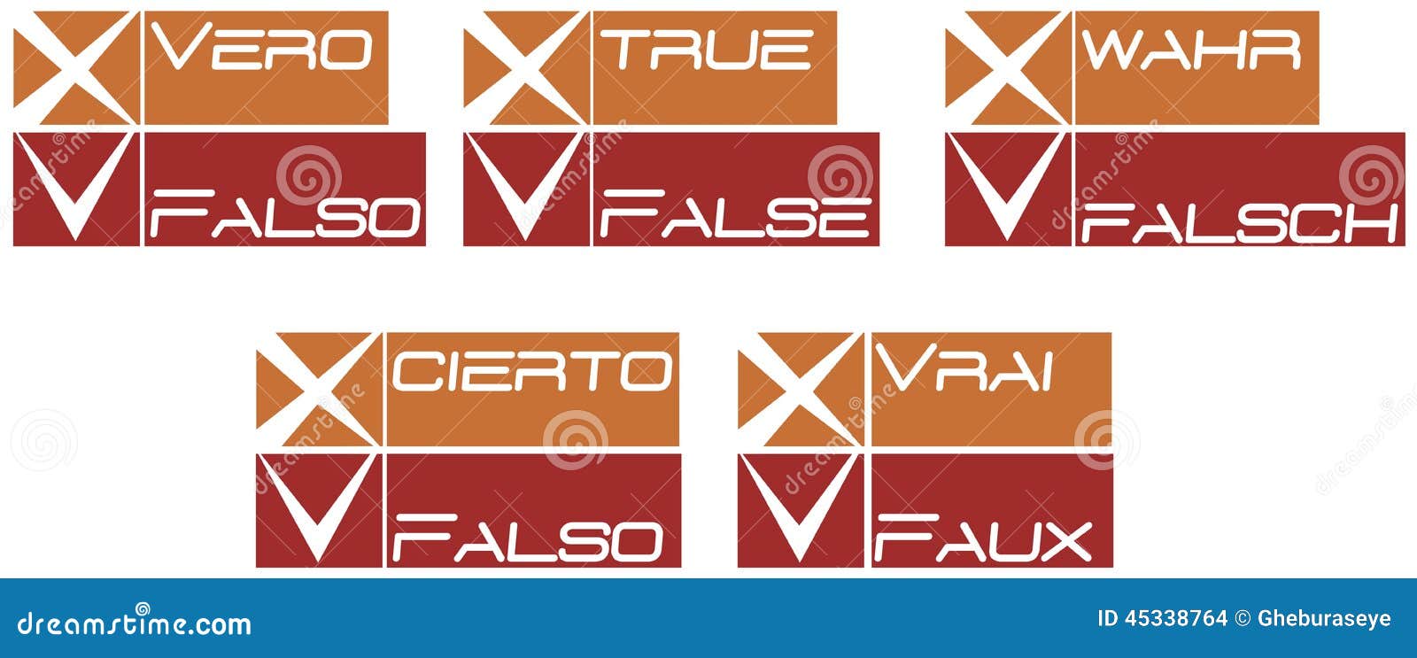 Verdad o falso ilustración del vector. Ilustración de horizontal - 45338764