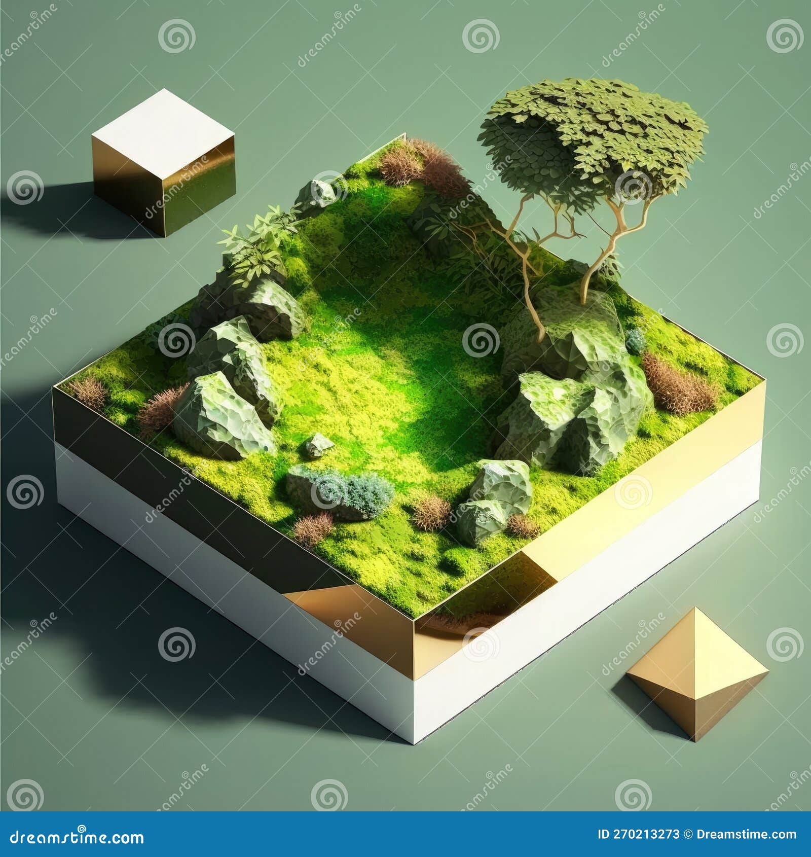Verdant Moss and Dappled Sunlight Isometric Low Poly View AI Generation ...