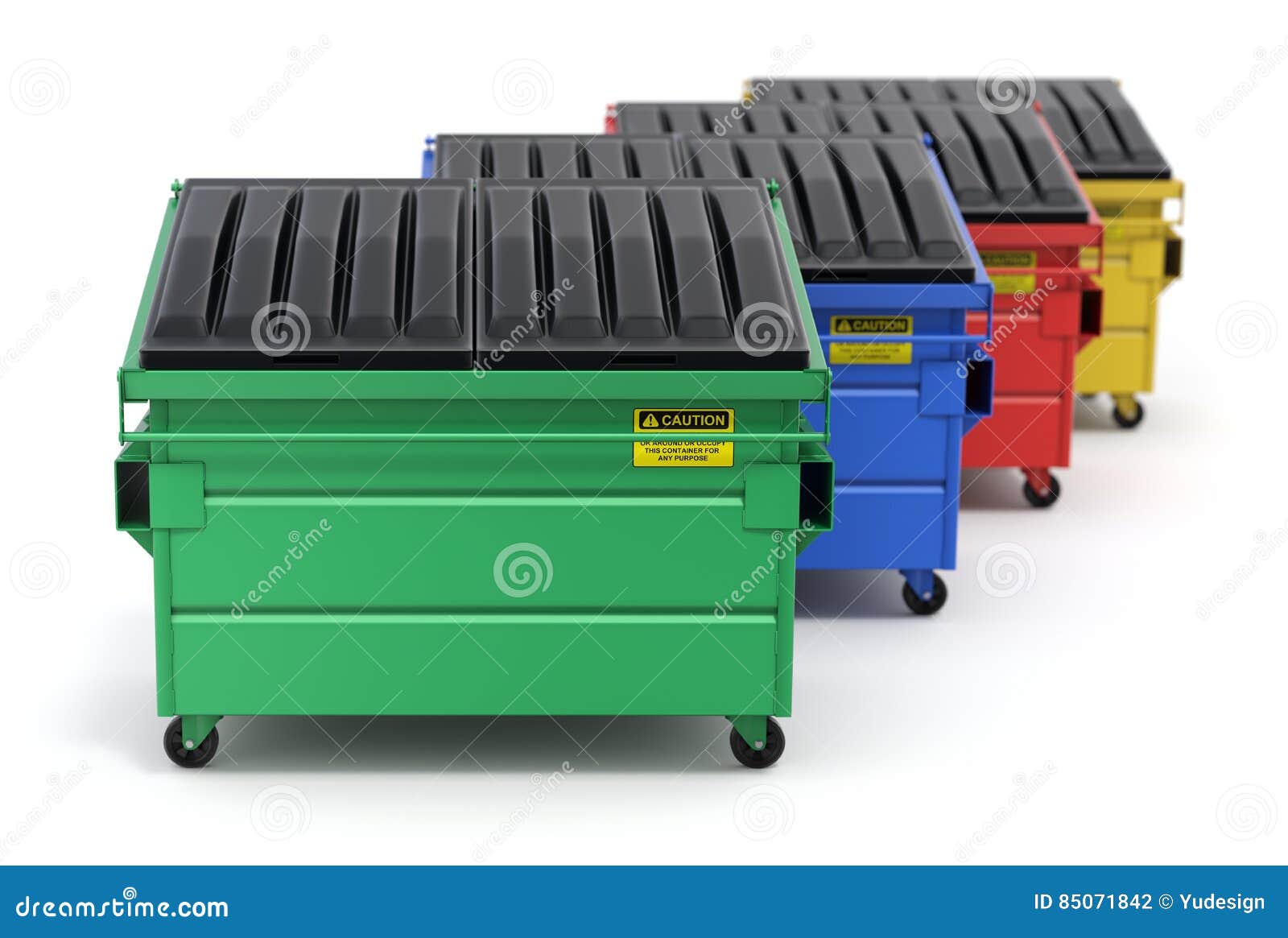 Verde, Azul, Vermelho E Amarelo Recicle O Contentor Ilustração Stock ...