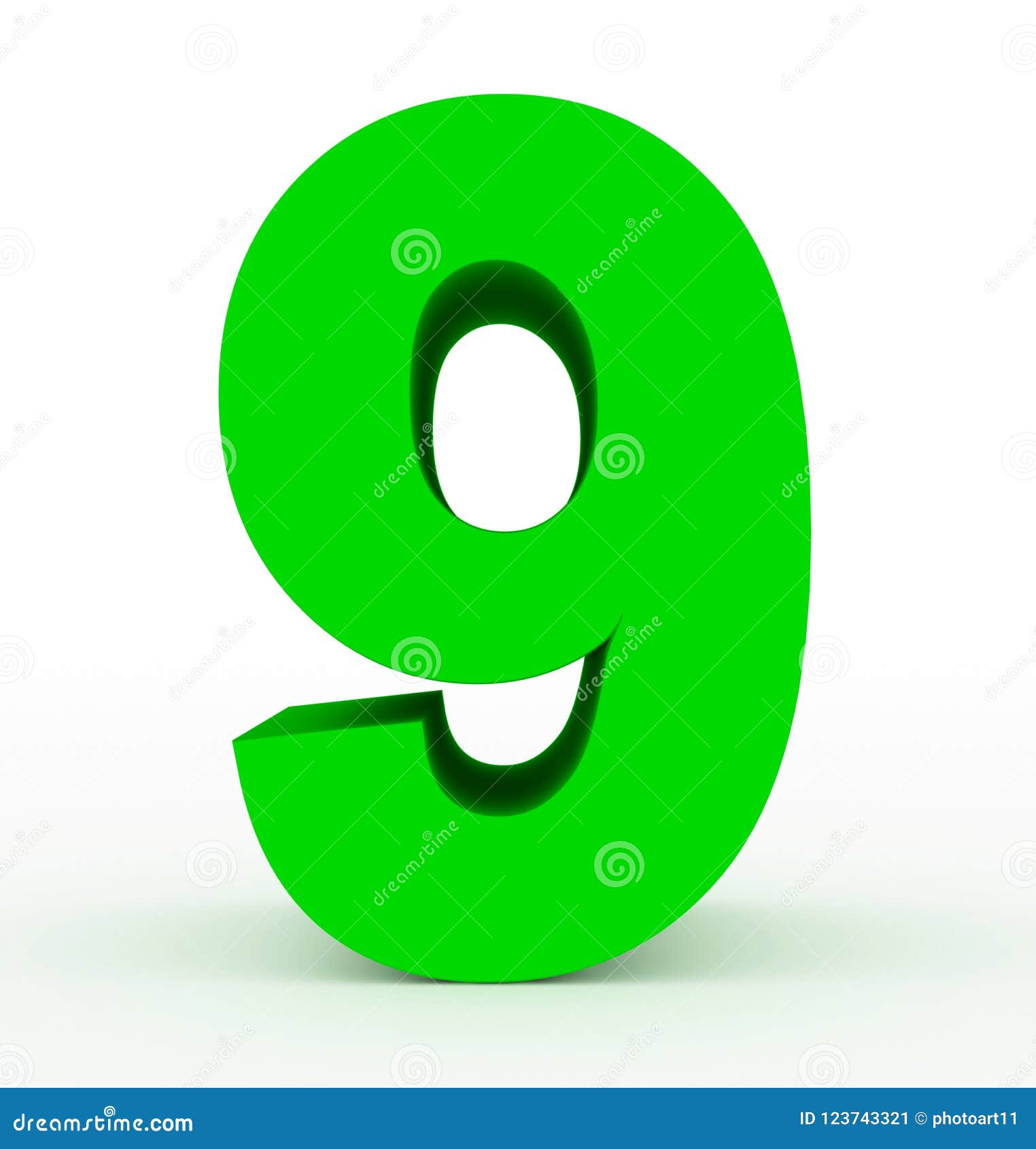 Verde 3d Del Número 9 Aislado En Blanco Stock de ilustración ...