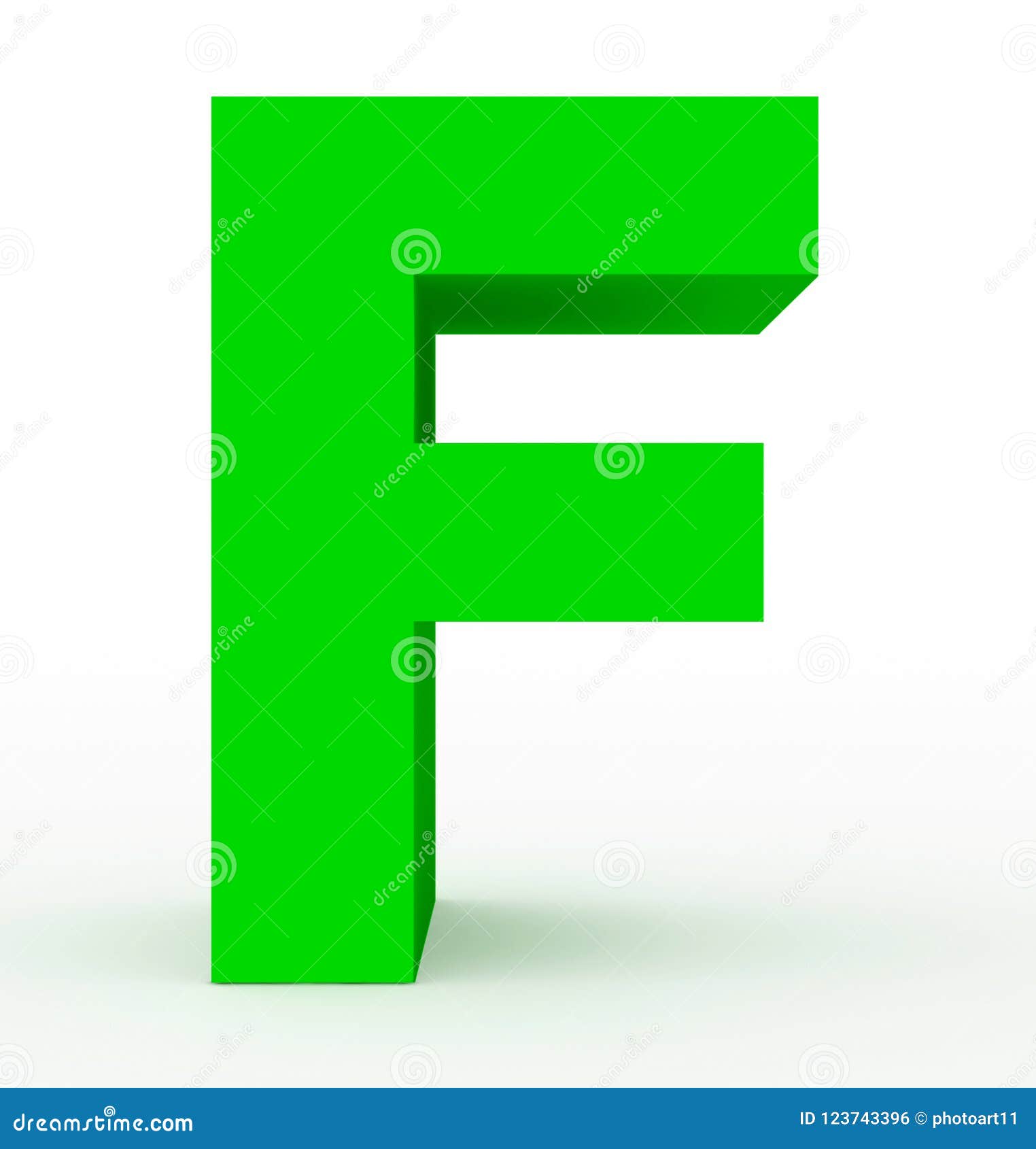 Verde De La Letra F 3d Aislado En Blanco Stock de ilustración ...