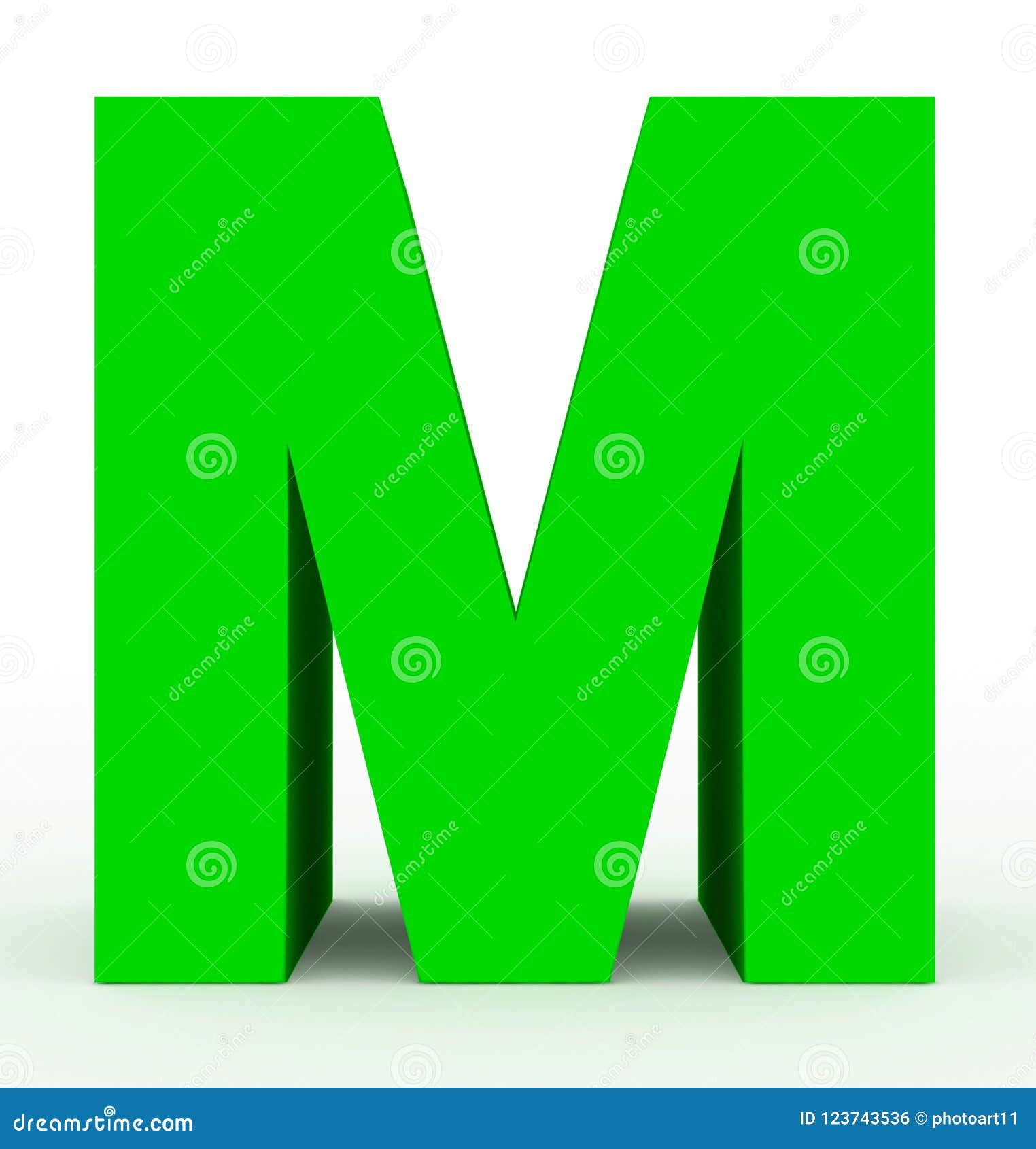 Verde De La Letra M 3d Aislado En Blanco Stock de ilustración ...