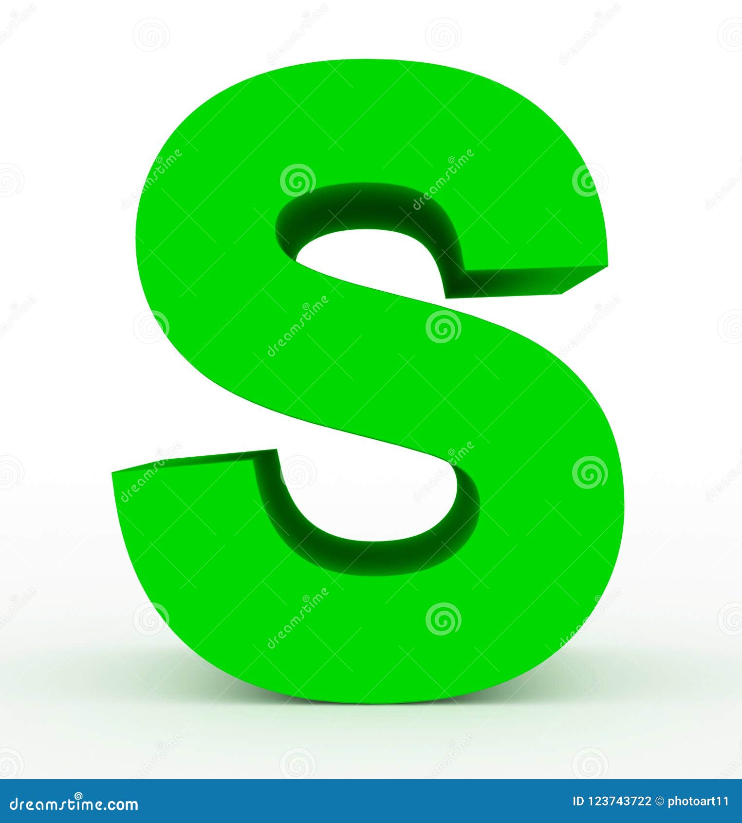 Verde De La Letra S 3d Aislado En Blanco Stock de ilustración ...