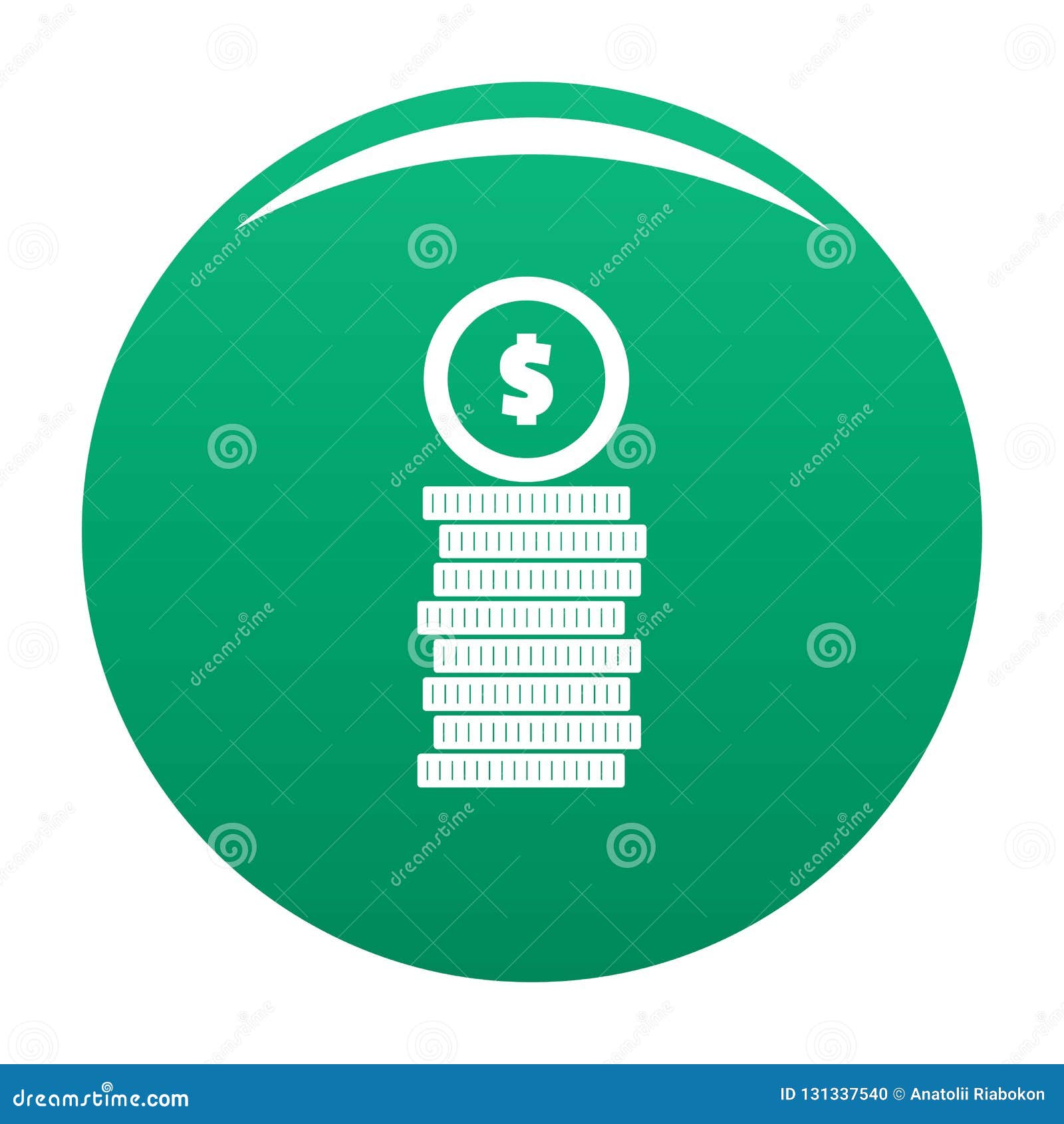 Verde Del Vector Del Icono De La Moneda Ilustración del Vector ...