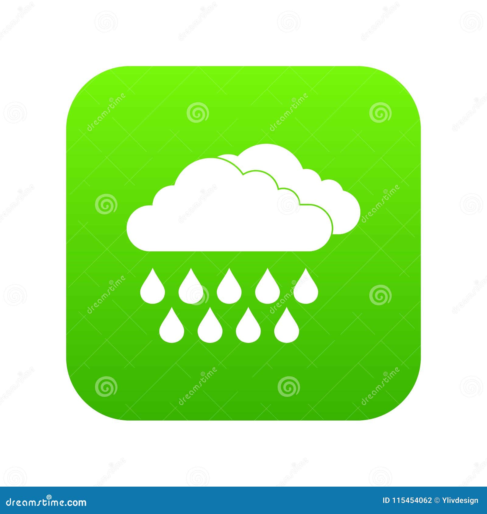 Verde Digitale Dell'icona Della Pioggia E Della Nuvola Illustrazione ...