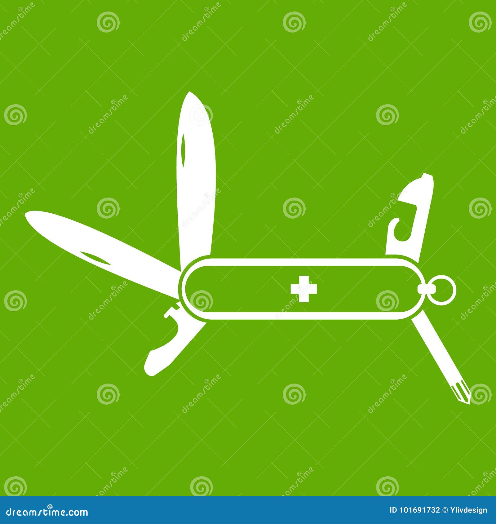 Verde Multiusos Suizo Del Icono Del Cuchillo Ilustración del Vector ...