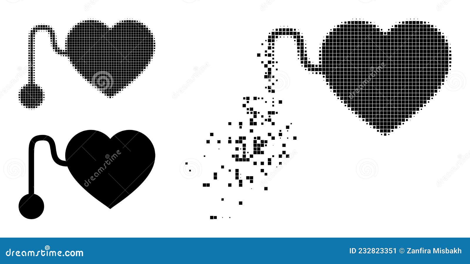Verdeeld Pixelated Pacemaker Pictogram Met Halftoonversie Vector ...
