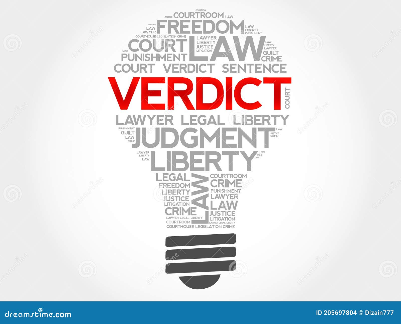 Verdict bulb word cloud stock illustration. Illustration of ...