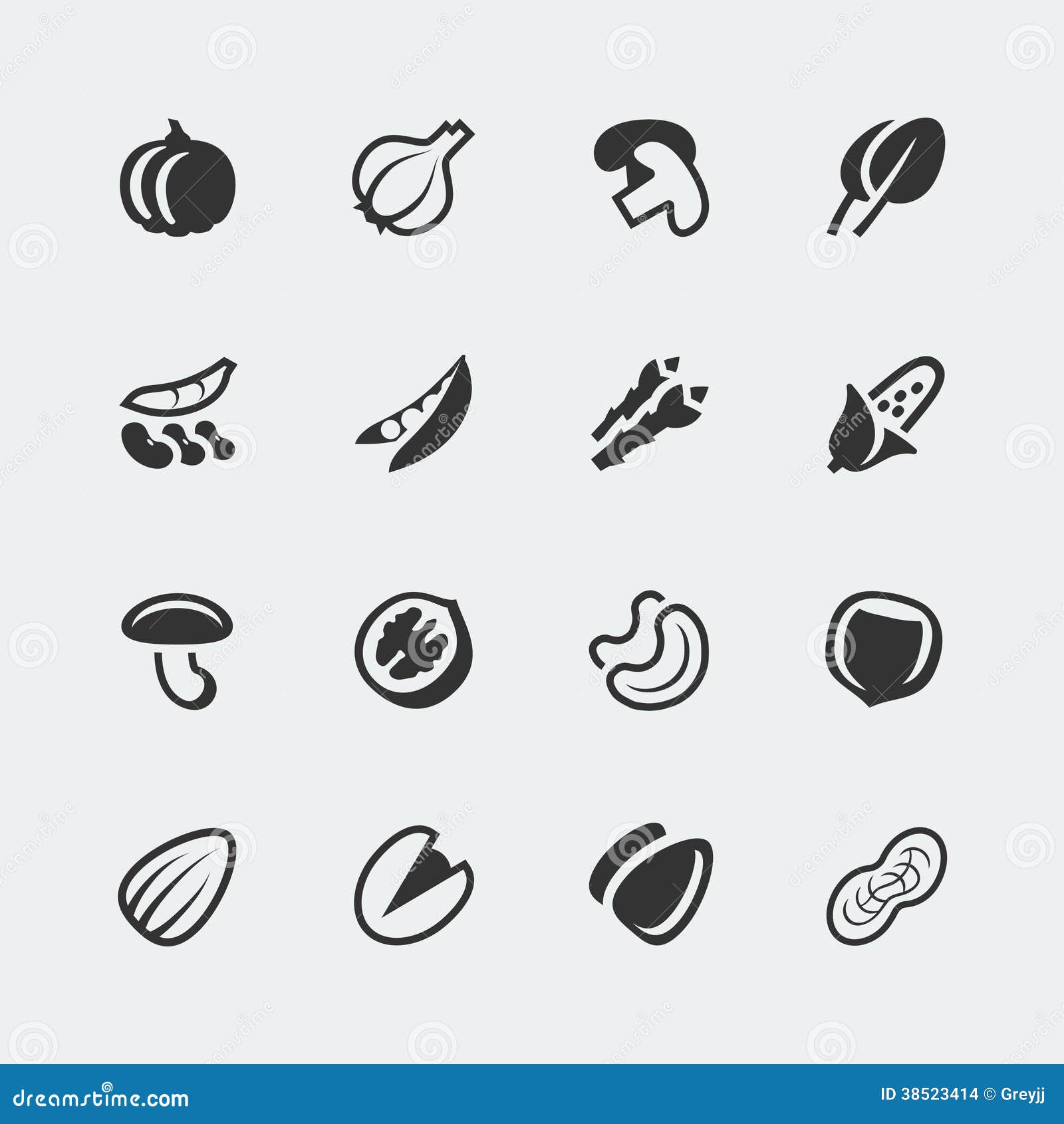 Verduras Del Vector E Iconos Nuts Fijados Ilustración del Vector ...