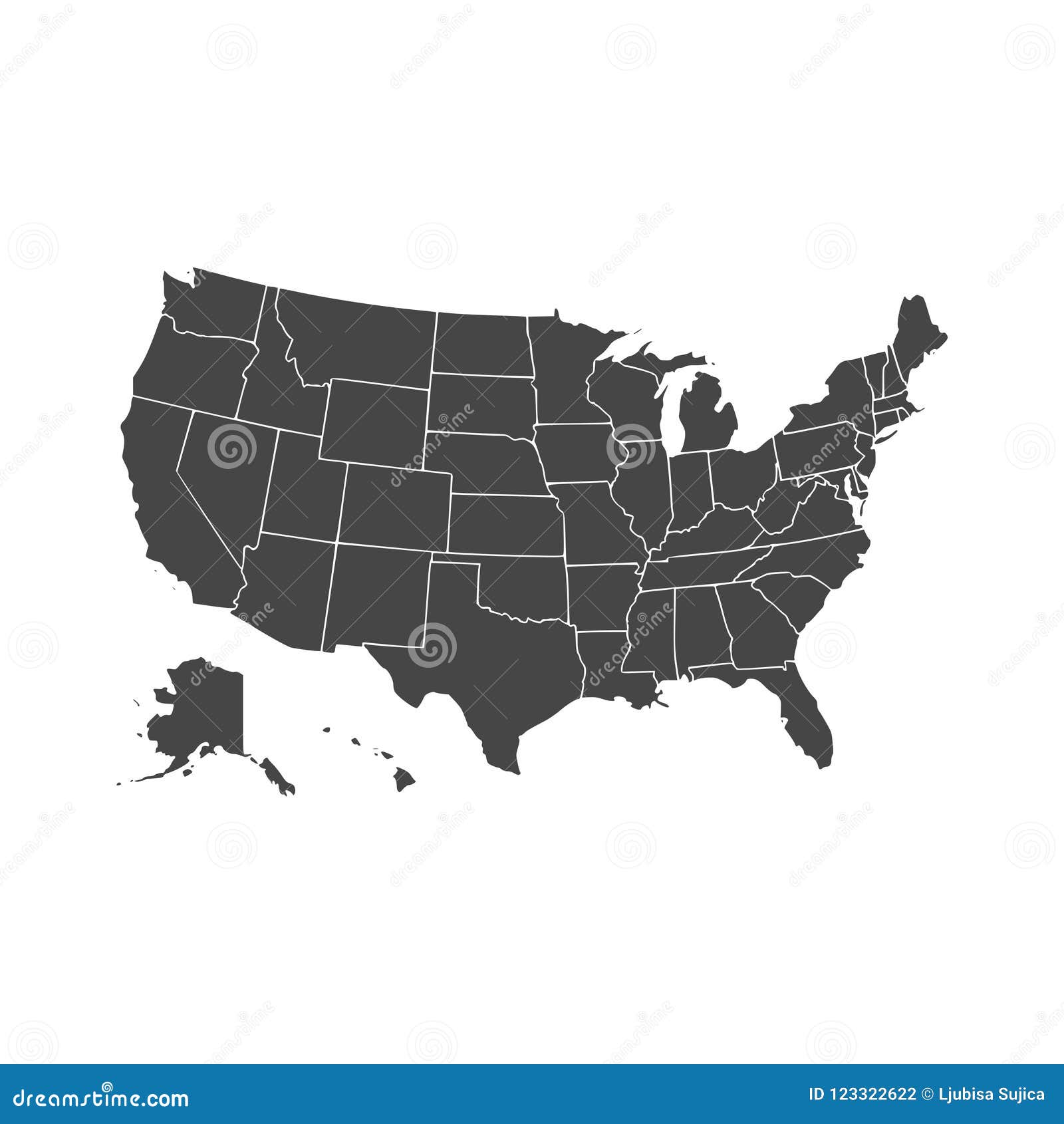 Verenigde Staten Van Amerikaanse Kaart Vector Illustratie ...