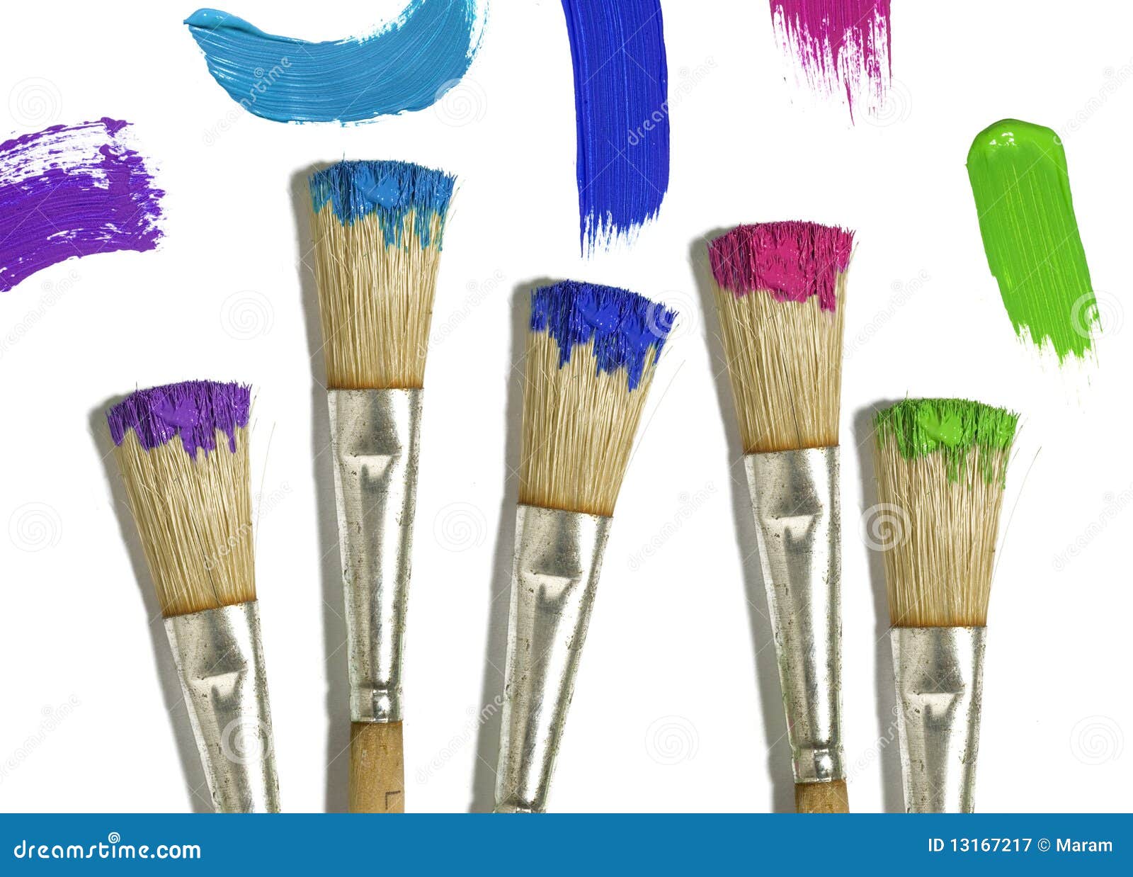 Verf Borstel Met Kleur Het Schilderen Stock Afbeelding - Image of blauw ...