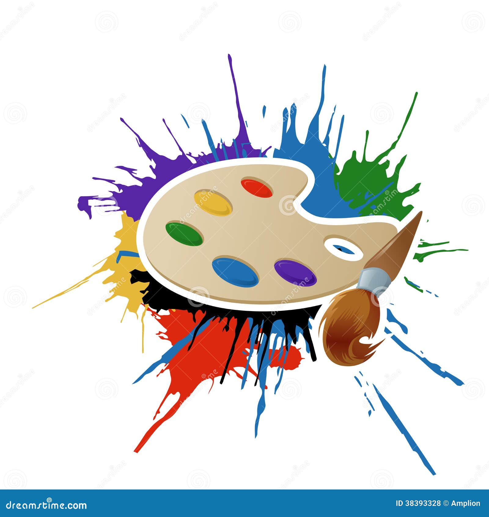 Verf, palet en borstel vector illustratie. Illustration of kleuren ...