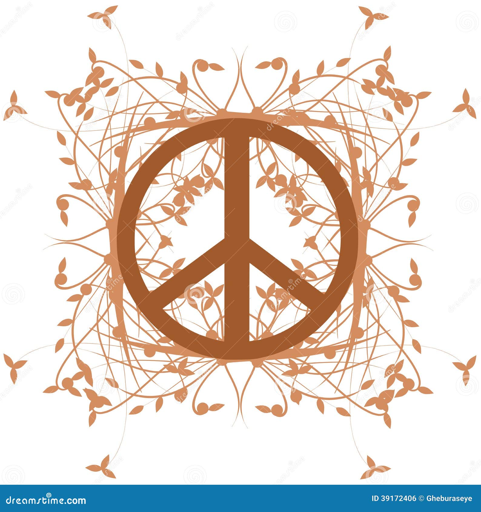 Verfraaid Symbool Van Vrede Vector Illustratie - Illustration of zwart ...