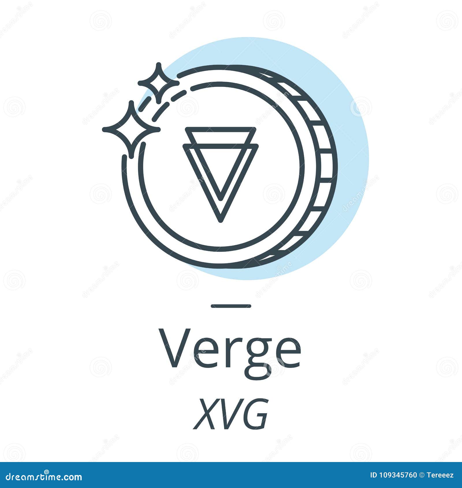Verge Cryptocurrency Coin Line, Icon of Virtual Currency Stock Vector ...