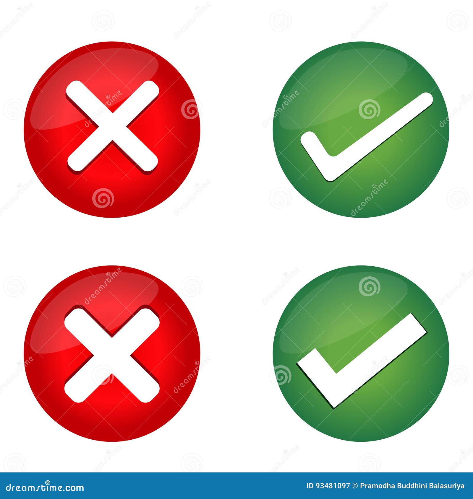 Verificação Mark, Mark Icons Errado Ilustração do Vetor - Ilustração de ...