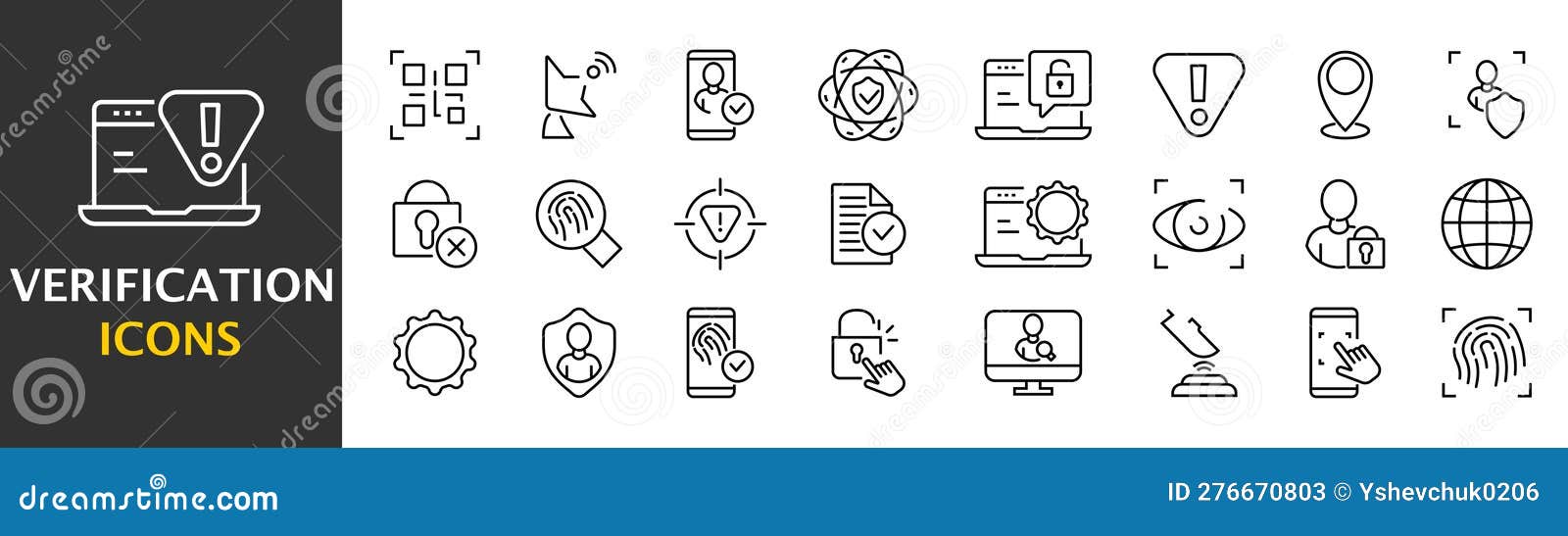 Verification and Authorization Symbols. Set of Simple Icons in ...