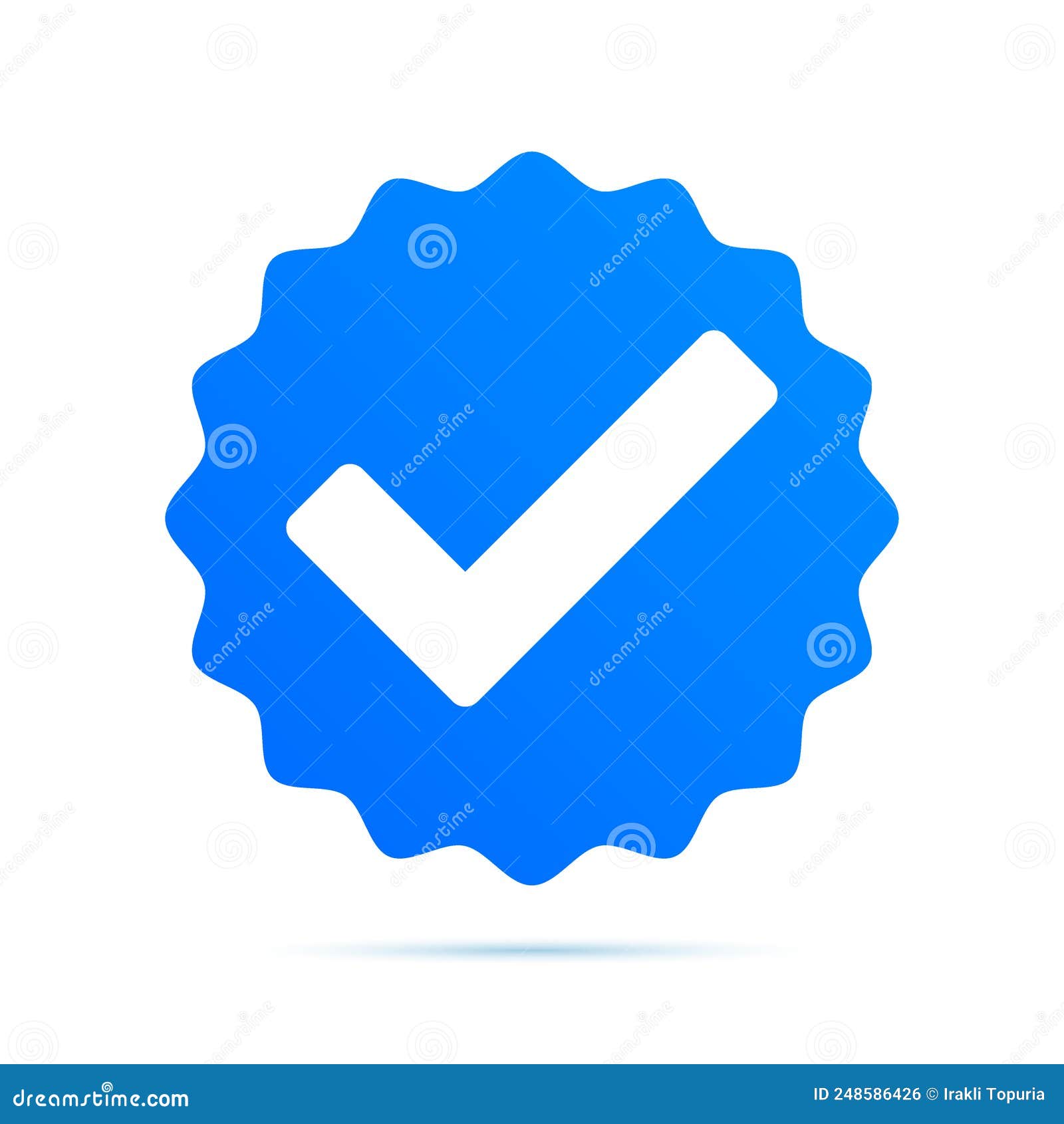 Verification Checkmark Blue Circle Star Vector Icon, Isolated on White ...