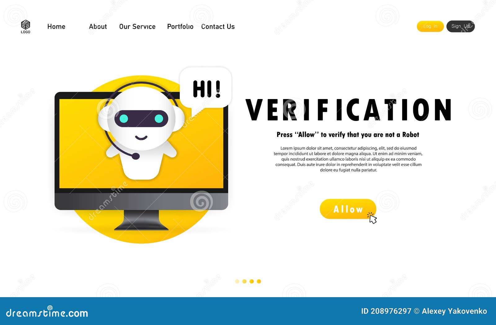 Verification on Computer Display Banner. Personification Verification ...