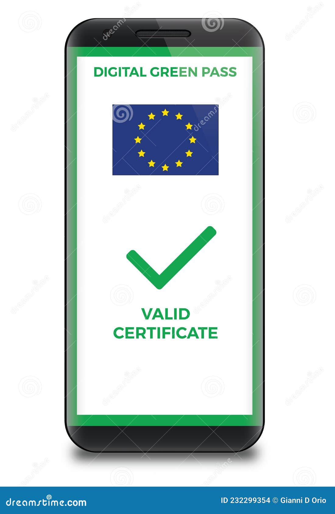Verification of the Green Pass on Smartphone Stock Illustration ...