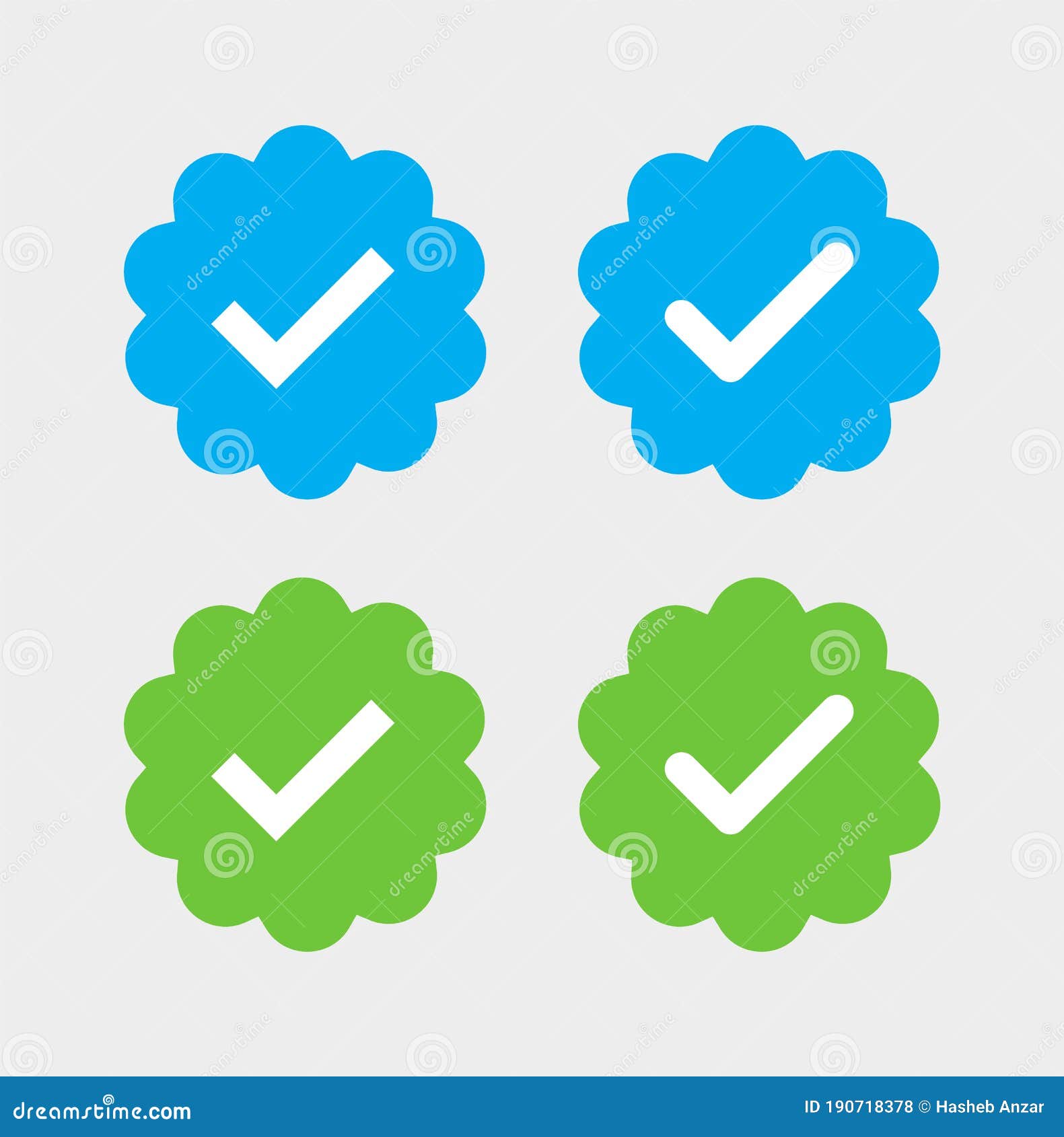 Verification Icon and Sign Vector Collection of Green and Blue Verify ...