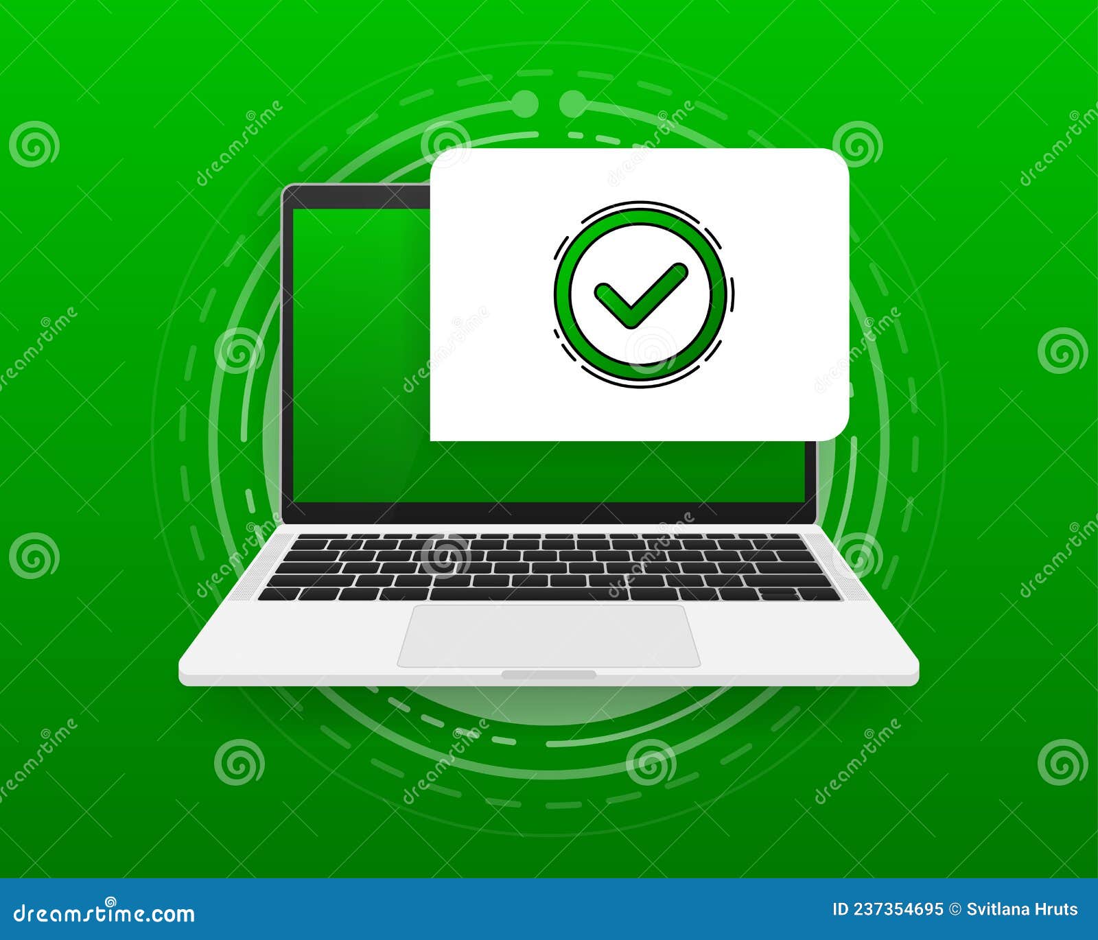 Verification Message. Envelope with Confirmed Sign on Screen Computer ...