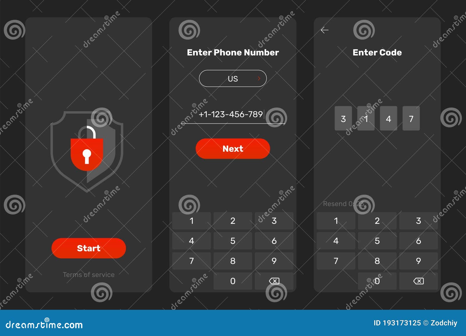 Verification-screens-app-UI Copy Stock Vector - Illustration of sign ...