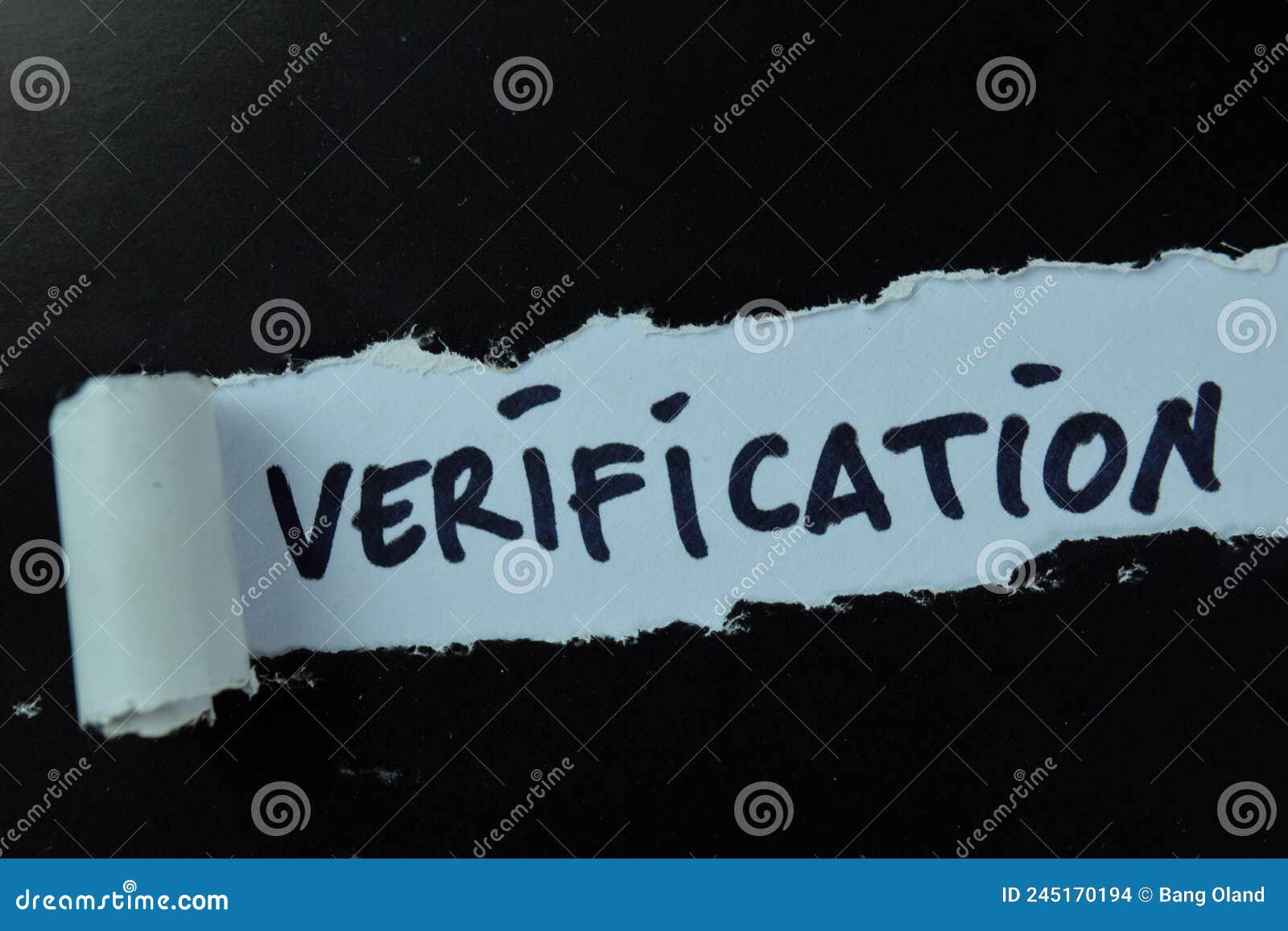 Verification Text Written in Torn Paper Stock Photo - Image of ...