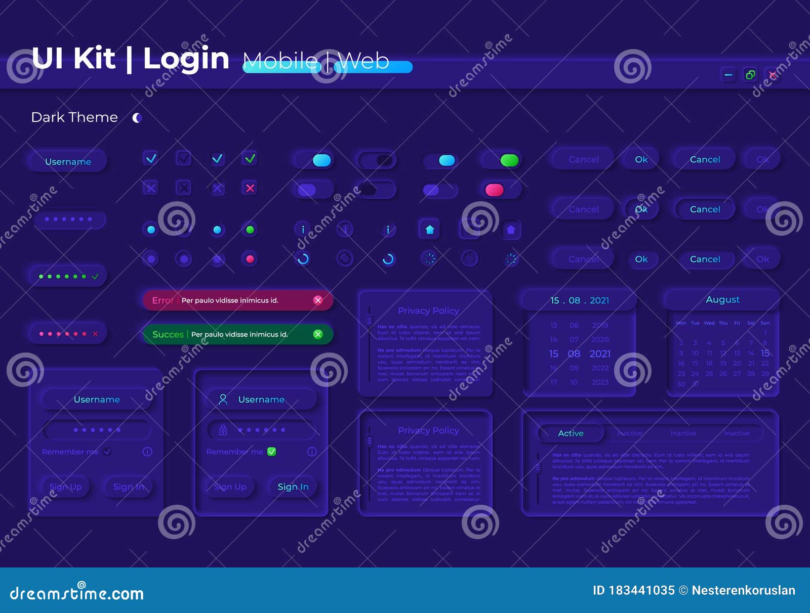 Verification UI Elements Kit Stock Vector - Illustration of graphic ...