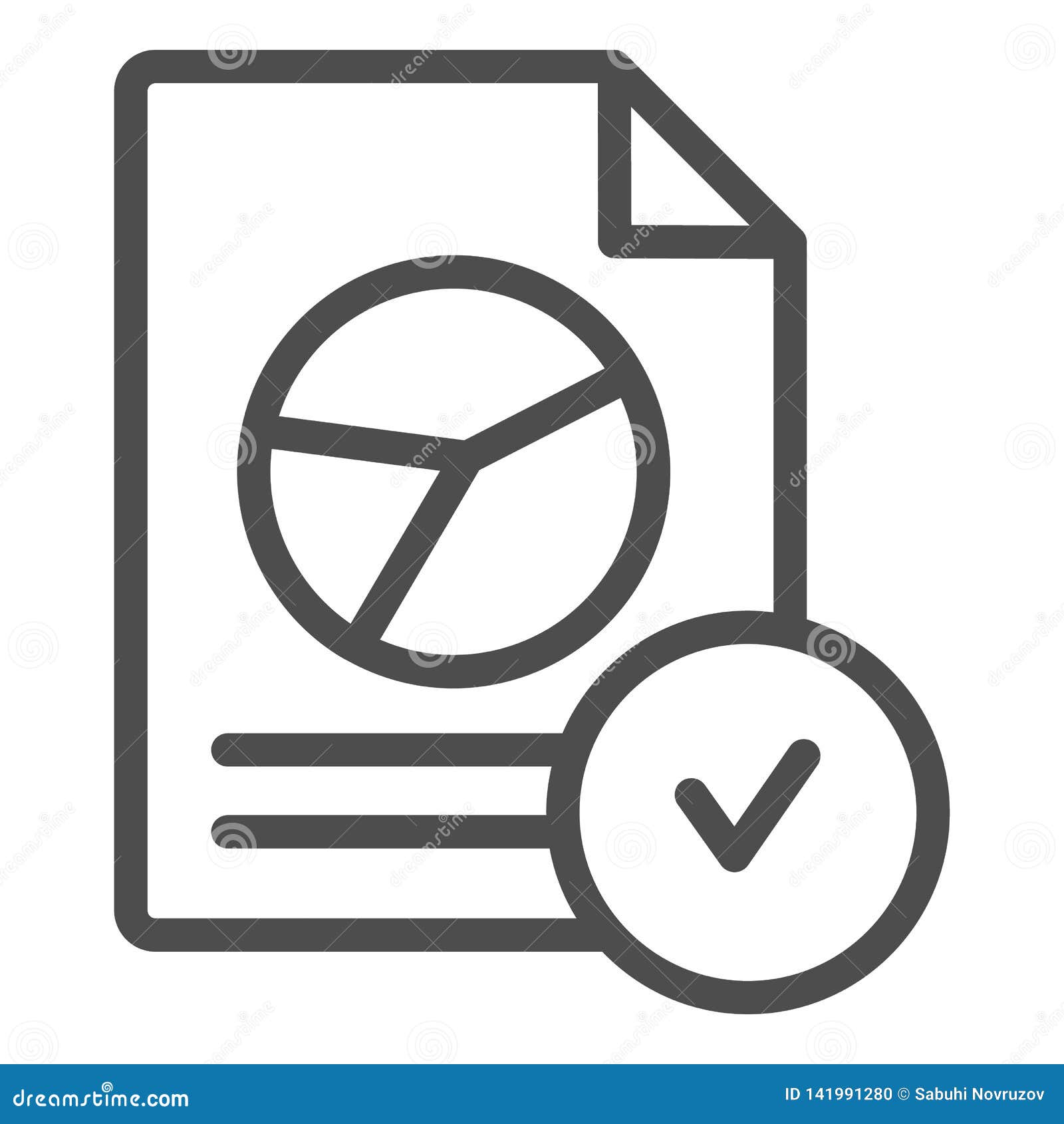 Verified Chart Document Line Icon. Checked Report Vector Illustration ...