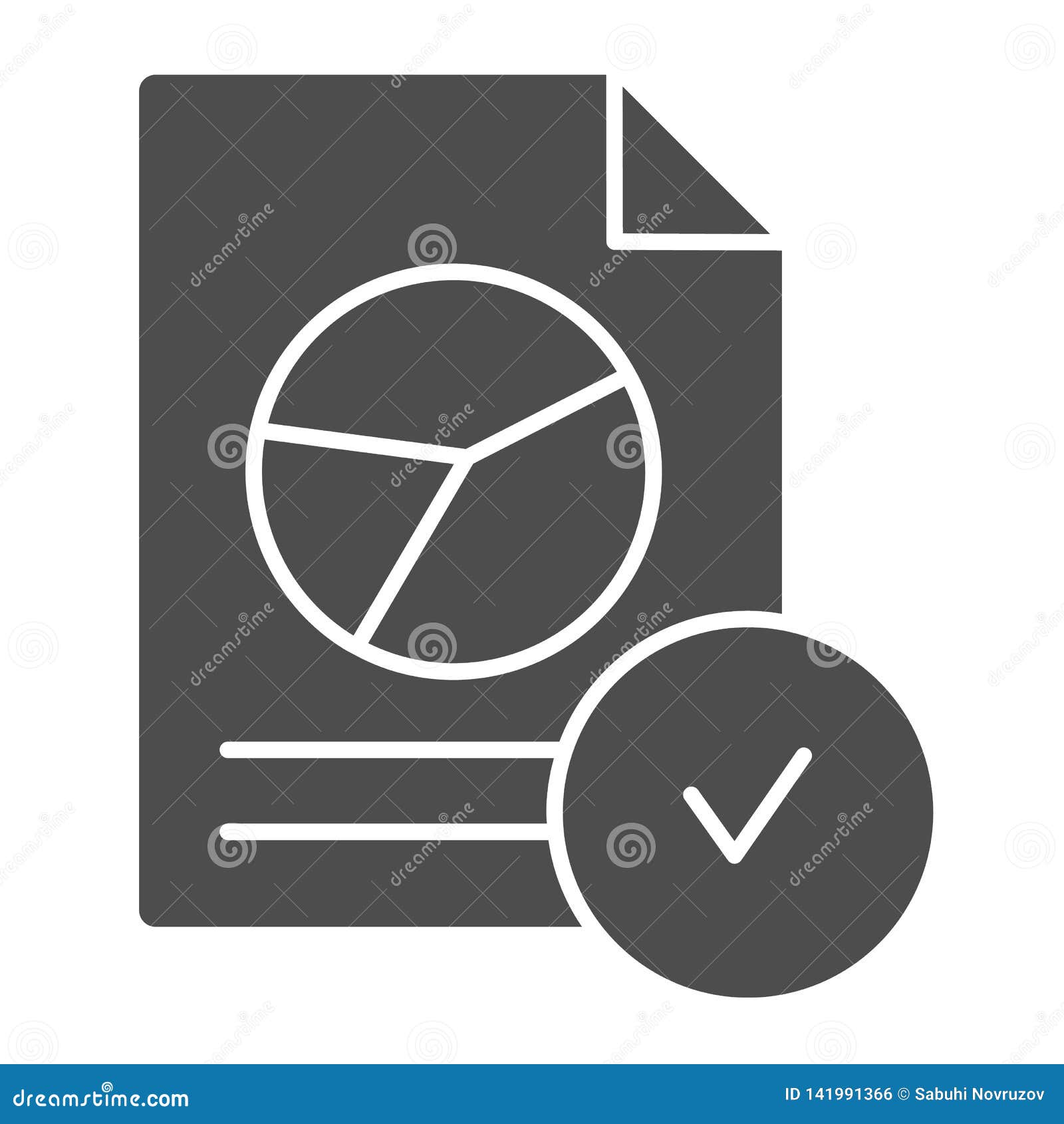 Verified Chart Document Solid Icon. Checked Report Vector Illustration ...