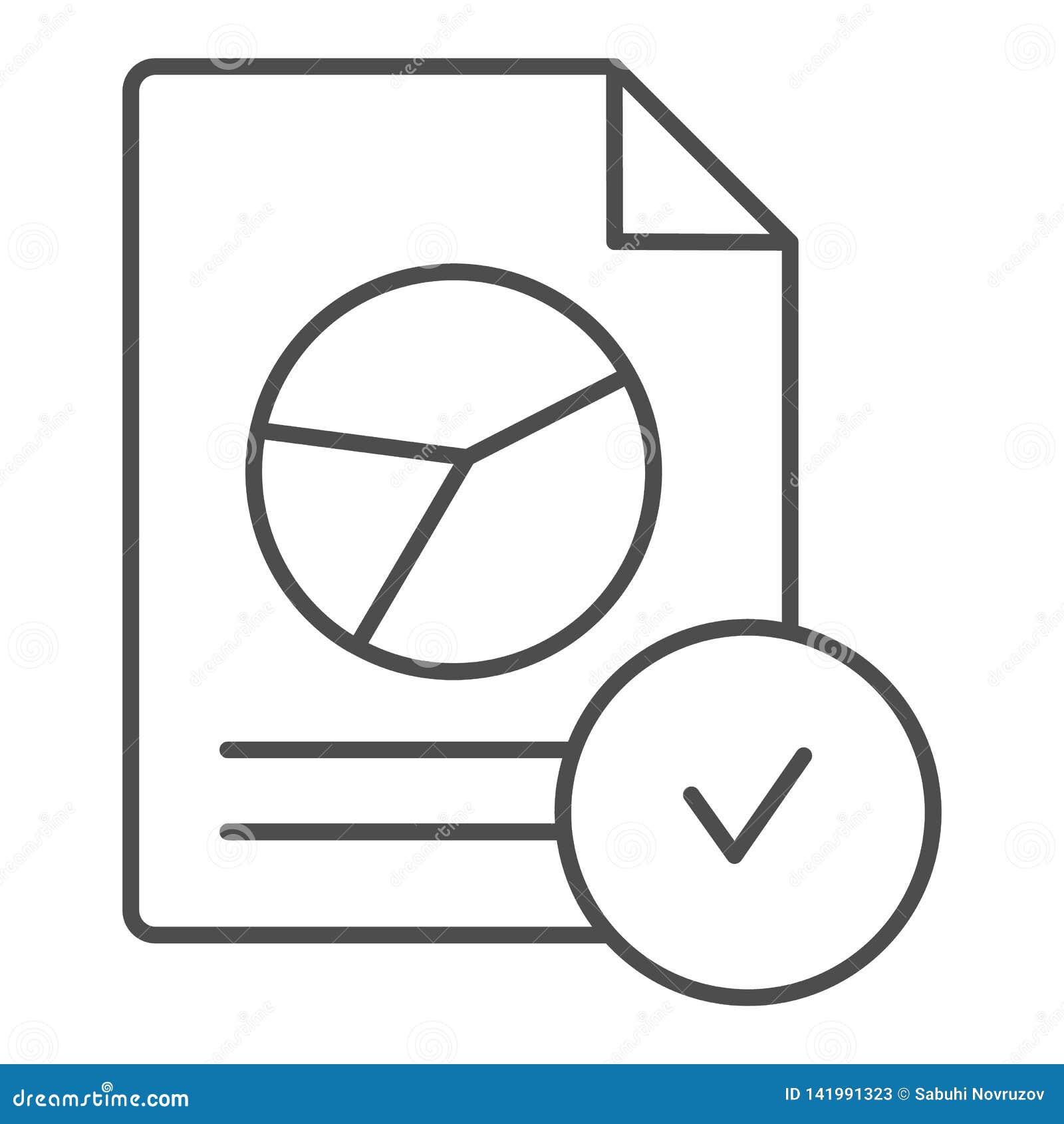 Verified Chart Document Thin Line Icon. Checked Report Vector ...