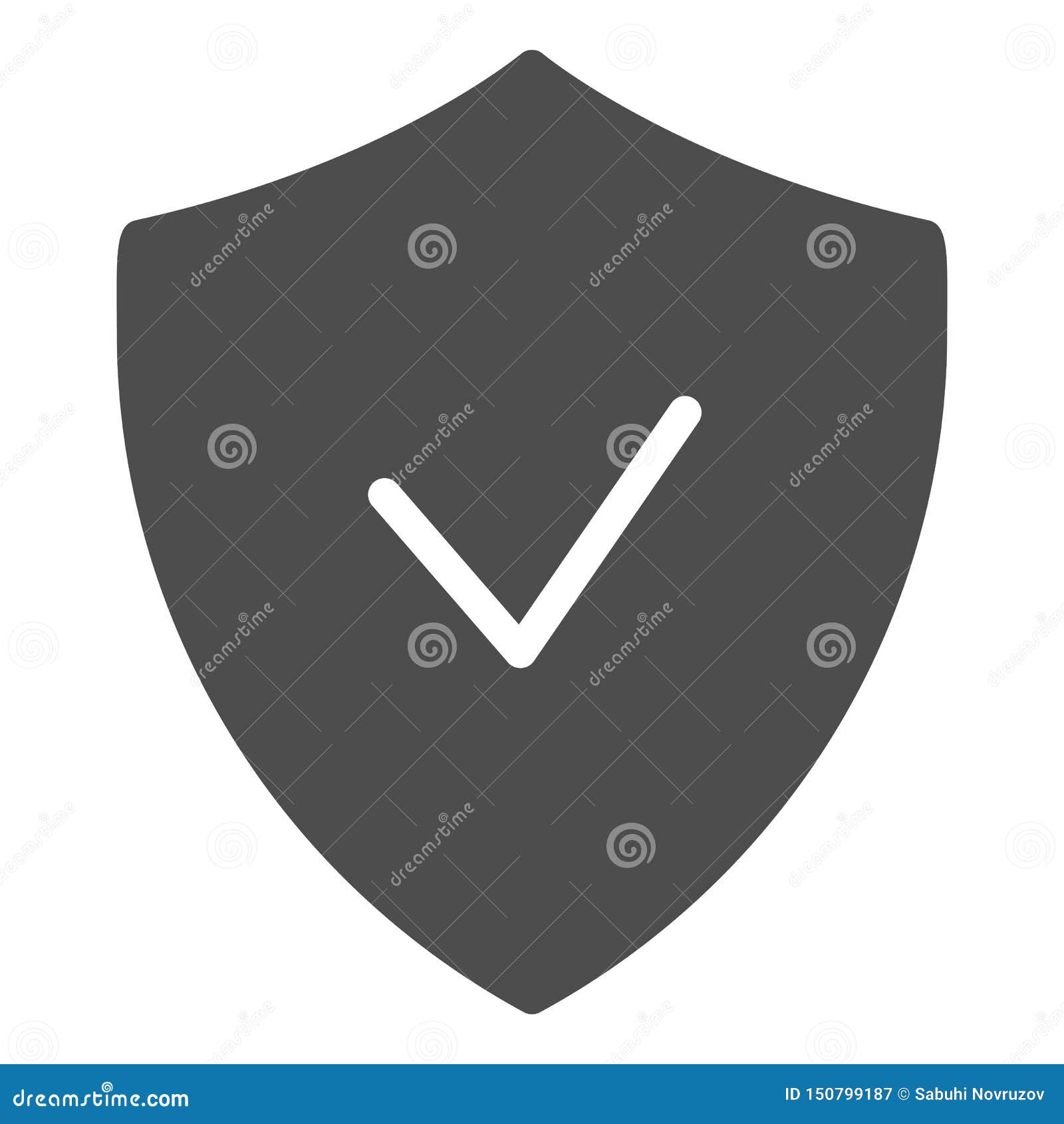 Verified Emblem Solid Icon. Shield with Check Mark Vector Illustration ...