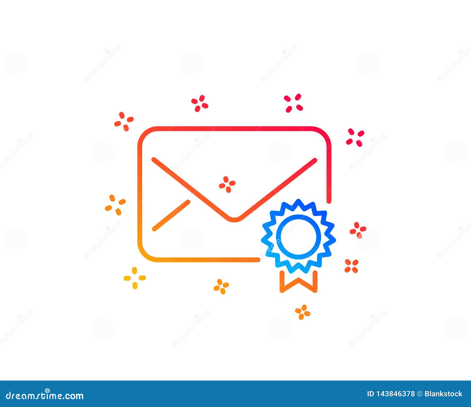 Verified Mail Line Icon. Confirmed Message Correspondence Sign. Vector ...