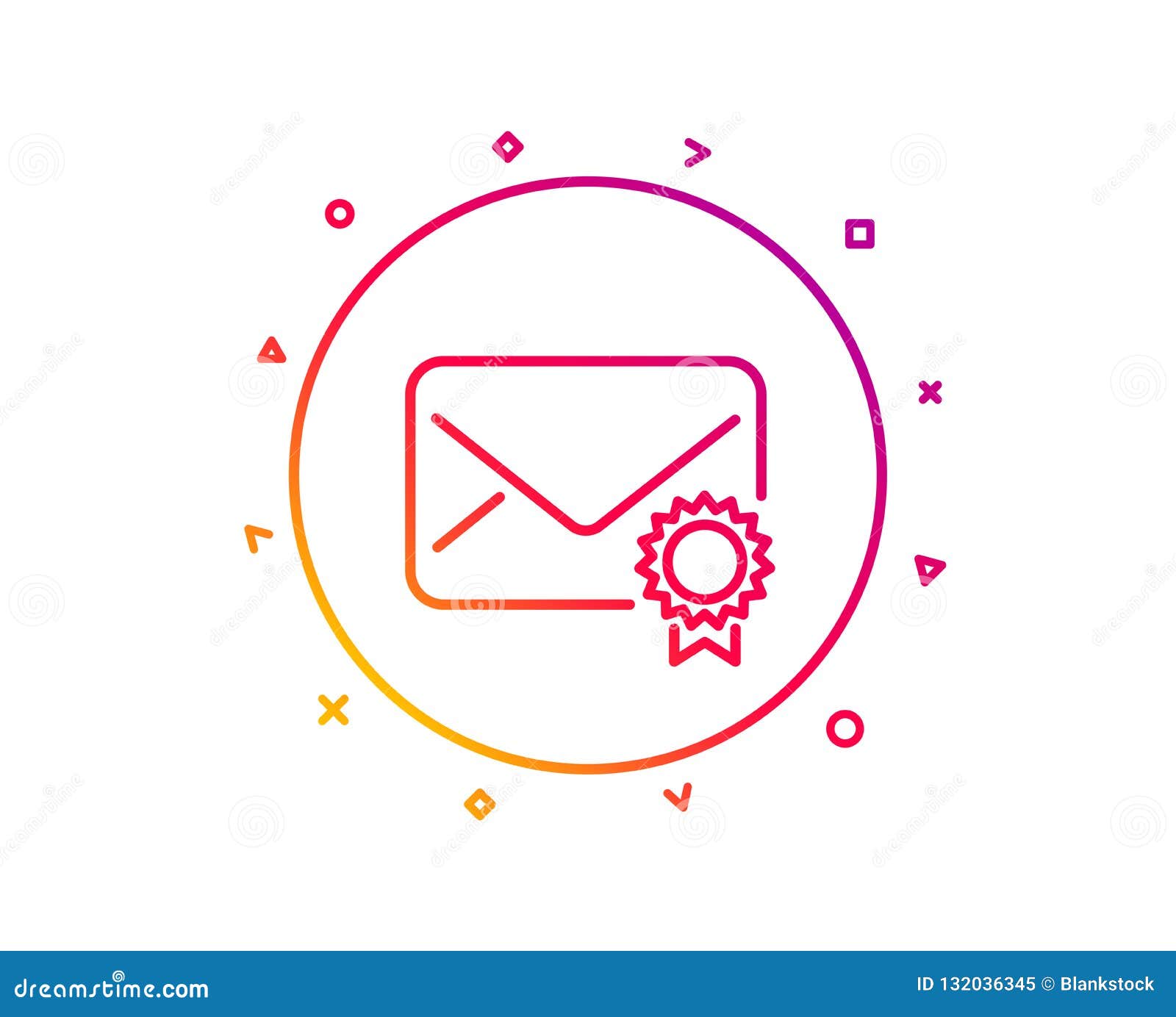 Verified Mail Line Icon. Confirmed Message Correspondence Sign. Vector ...