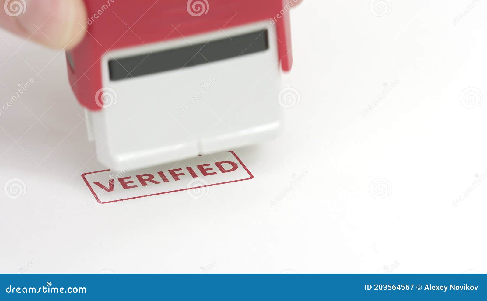 VERIFIED Red Rubber Stamp on the Paper Stock Image - Image of hand ...