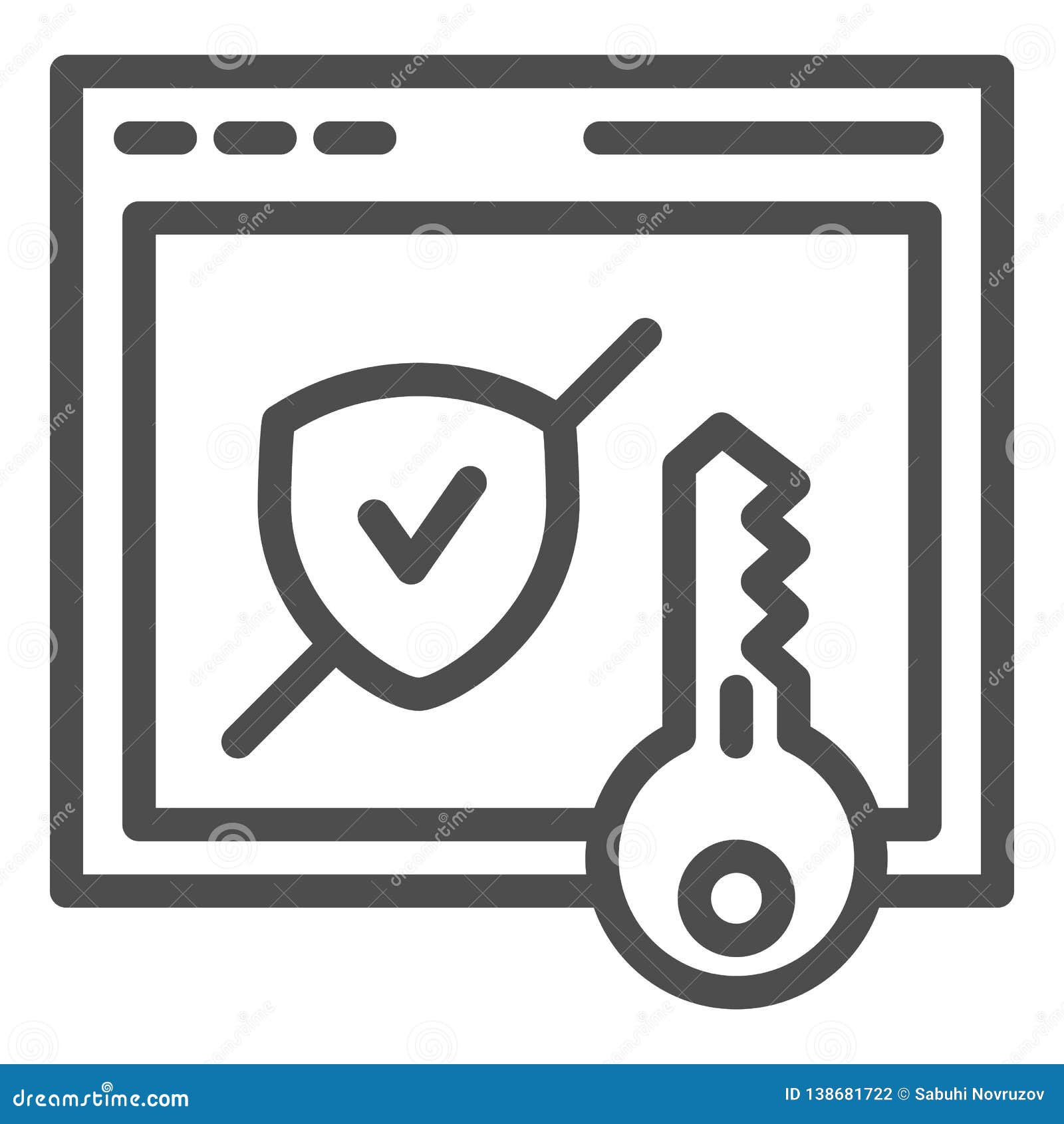 Verified Secure Site Line Icon. Computer Authorization Vector ...