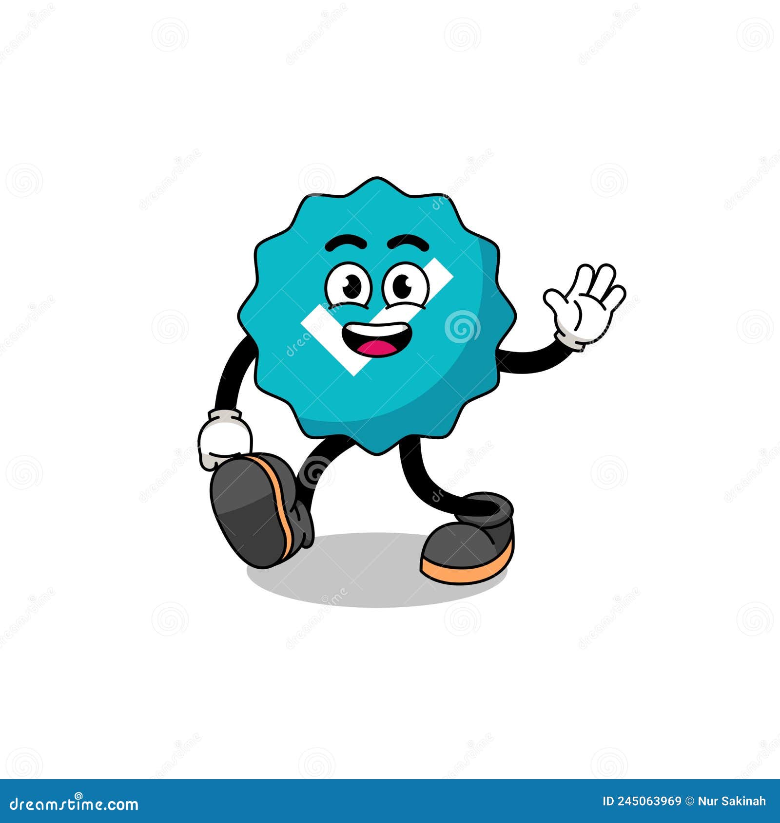Verified Sign Cartoon Walking Stock Vector - Illustration of verified ...