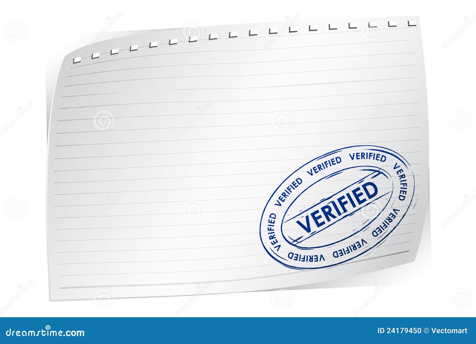 Verified Stamp On Blank Paper Stock Photo - Image: 24179450