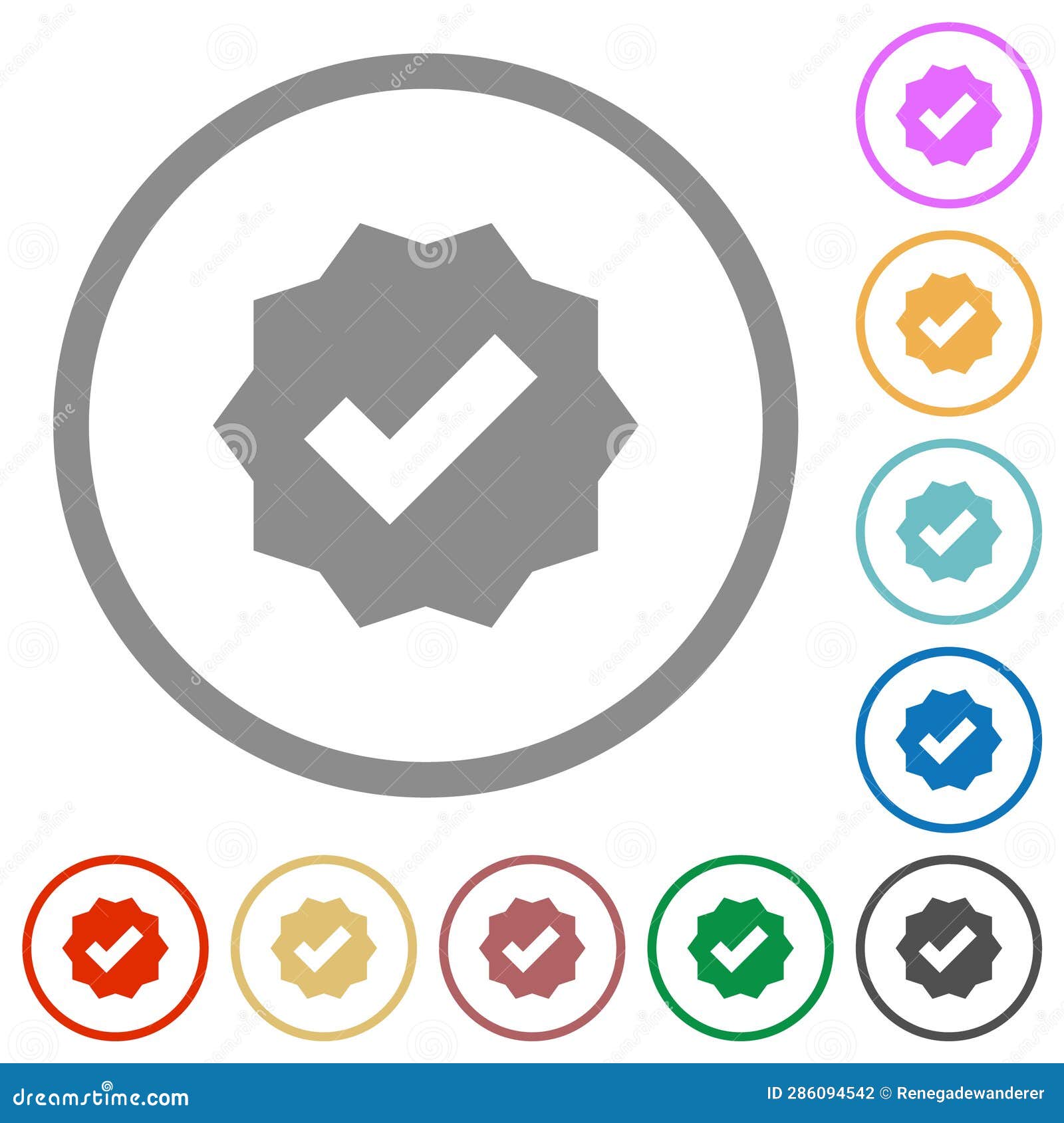 Verified Sticker Solid Flat Icons with Outlines Stock Vector ...