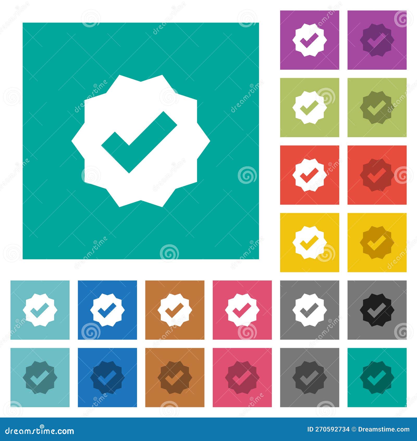 Verified Sticker Solid Square Flat Multi Colored Icons Stock ...