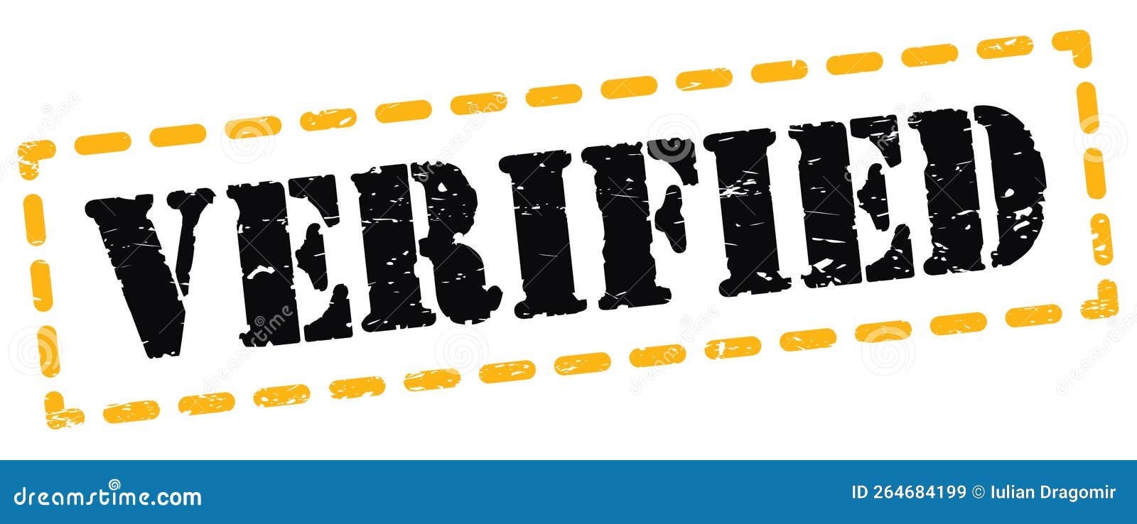 VERIFIED Text Written on Yellow-black Stamp Sign Stock Illustration ...