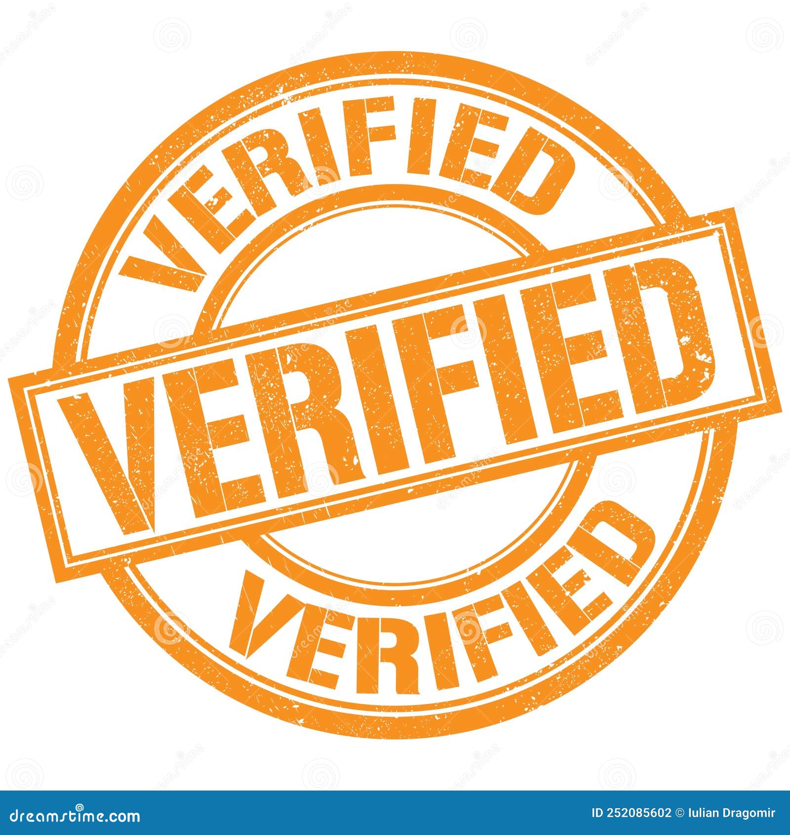 VERIFIED Written Word on Orange Stamp Sign Stock Illustration ...