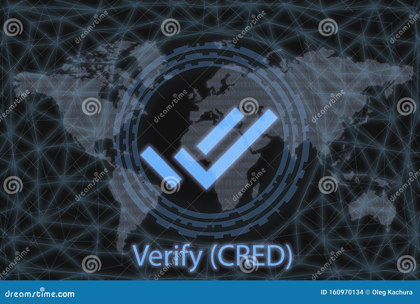 Verify CRED Abstract Cryptocurrency. with a Dark Background and a World ...