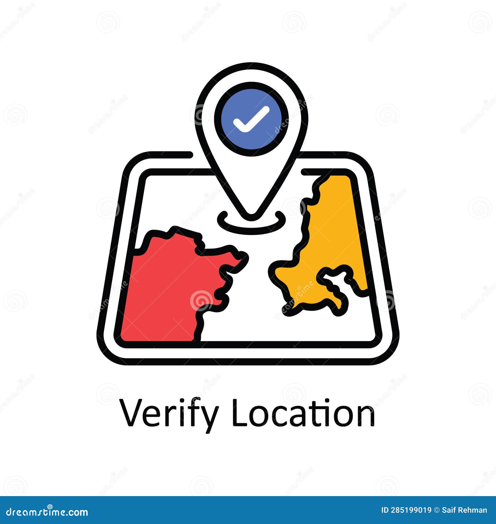 Verify Location Vector Fill Outline Icon Design Illustration. Map and ...