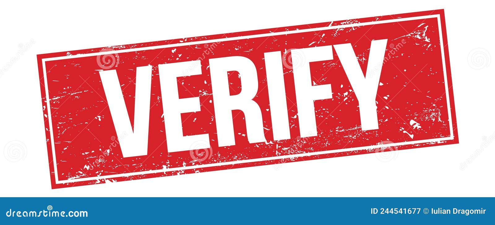 VERIFY Text on Red Grungy Rectangle Stamp Stock Illustration ...