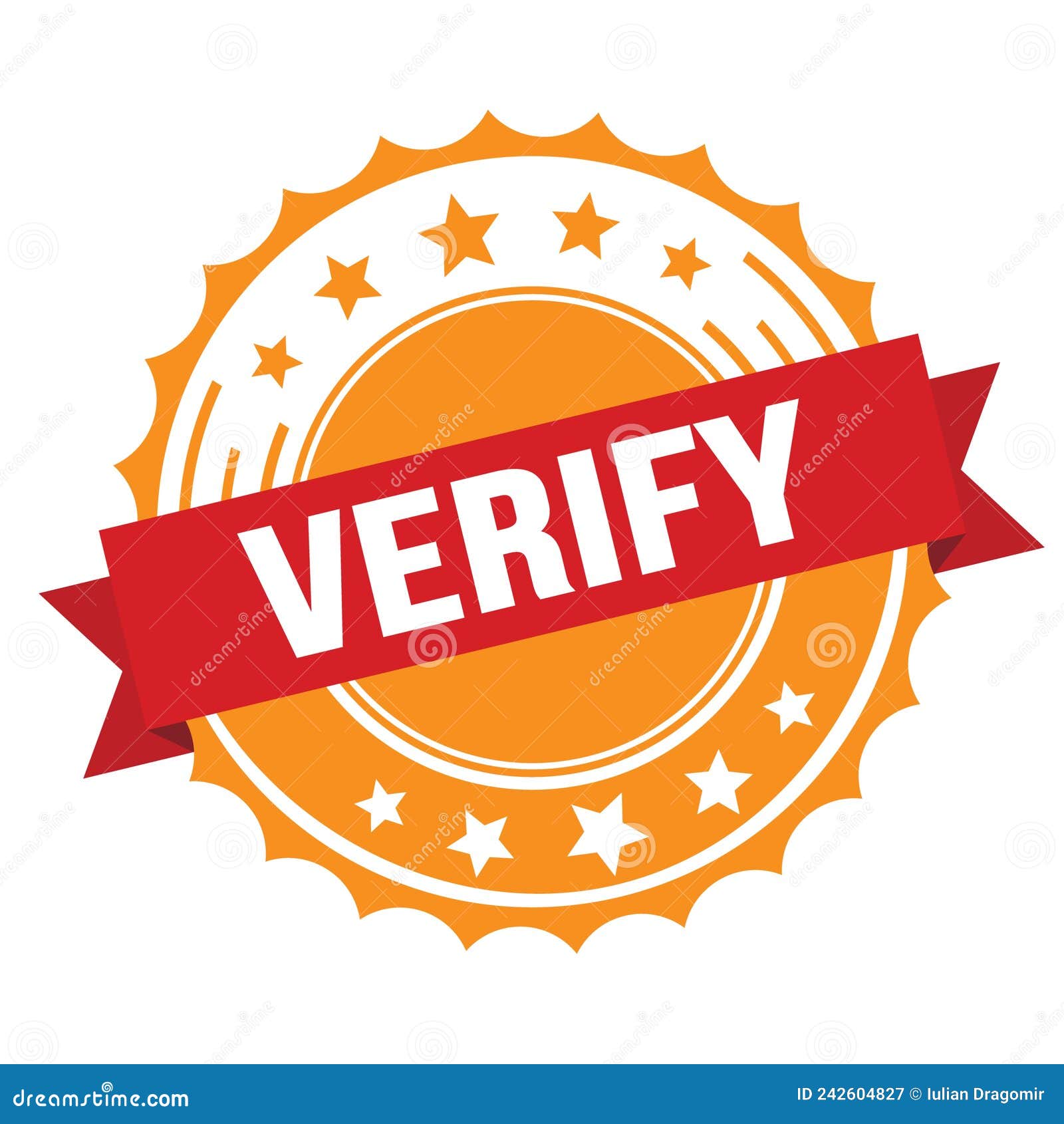 VERIFY Text on Red Orange Ribbon Stamp Stock Illustration ...